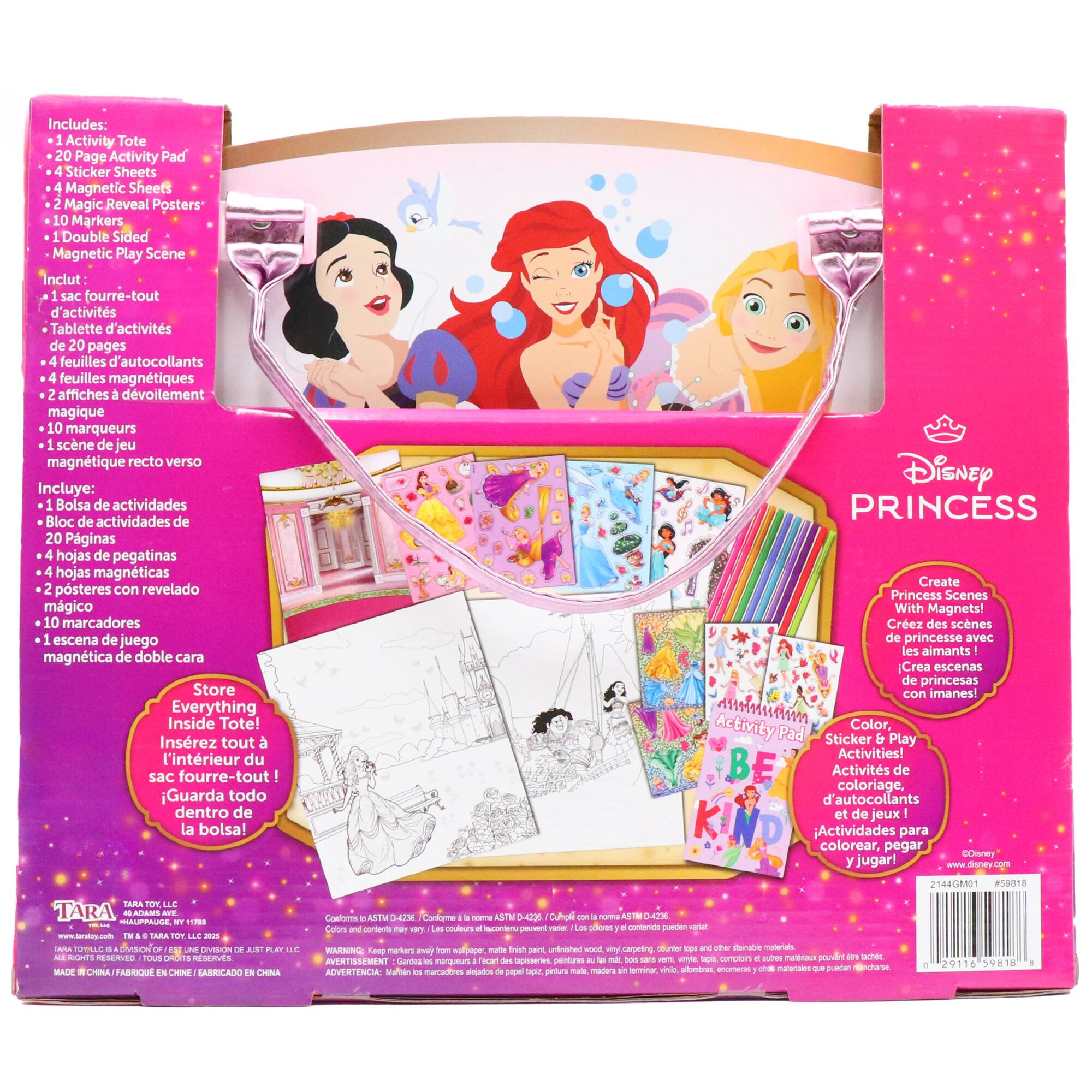 Tara Toys Activity Tote Disney Princess, All In 1 Tote, Color, Sticker ...