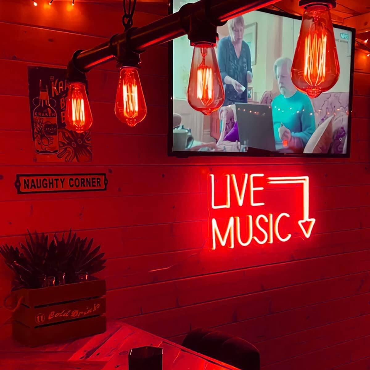 Auledio Music Live Handcrafted Neon Signs 17 * 11 Inches Wall Decor Led ...