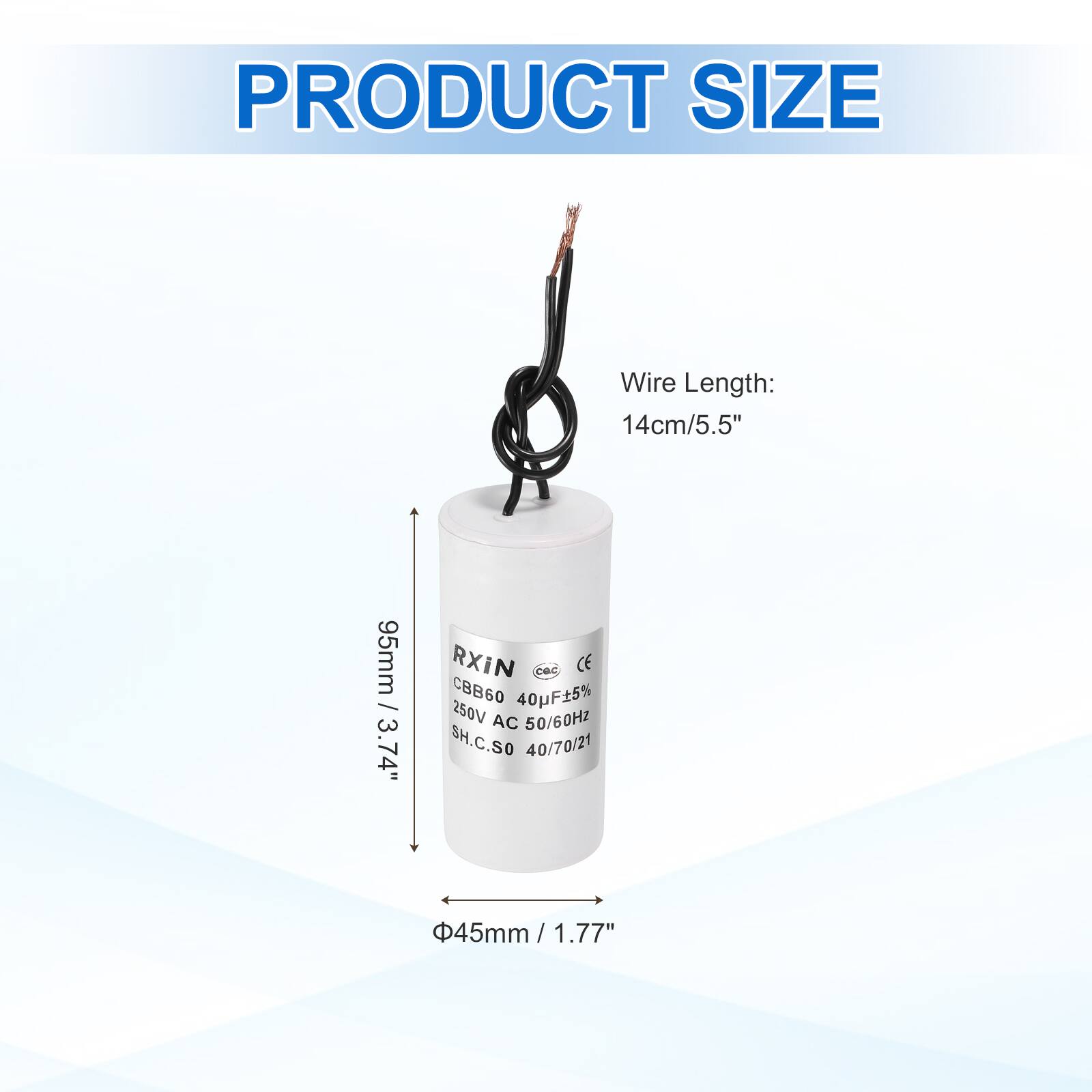 Unique Bargains 40uF CBB60 Running Capacitor, AC 250V Cylinder 2 Wire ...