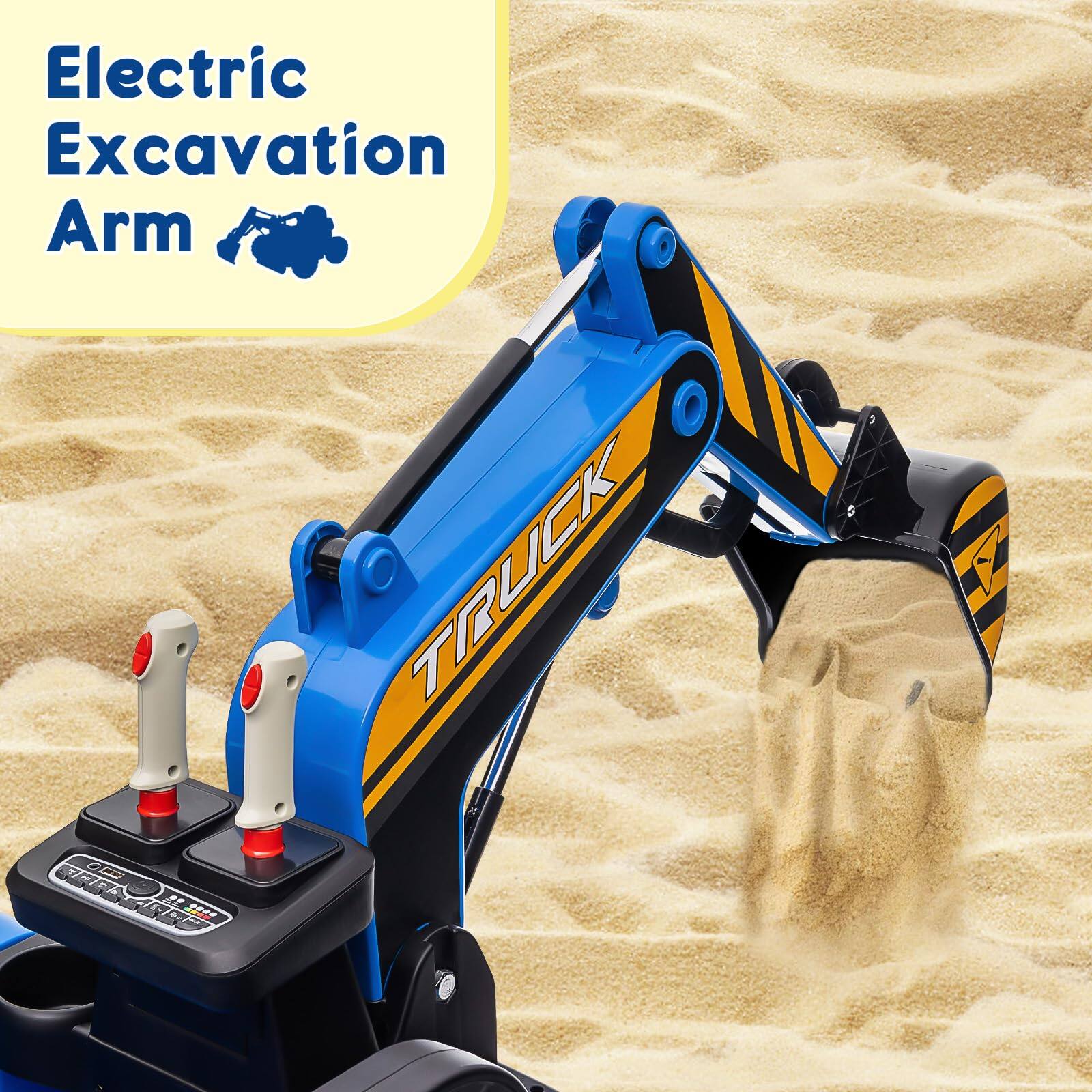 GARVEE 12V Kids Ride On Excavator, 4WD Electric Construction Digger ...