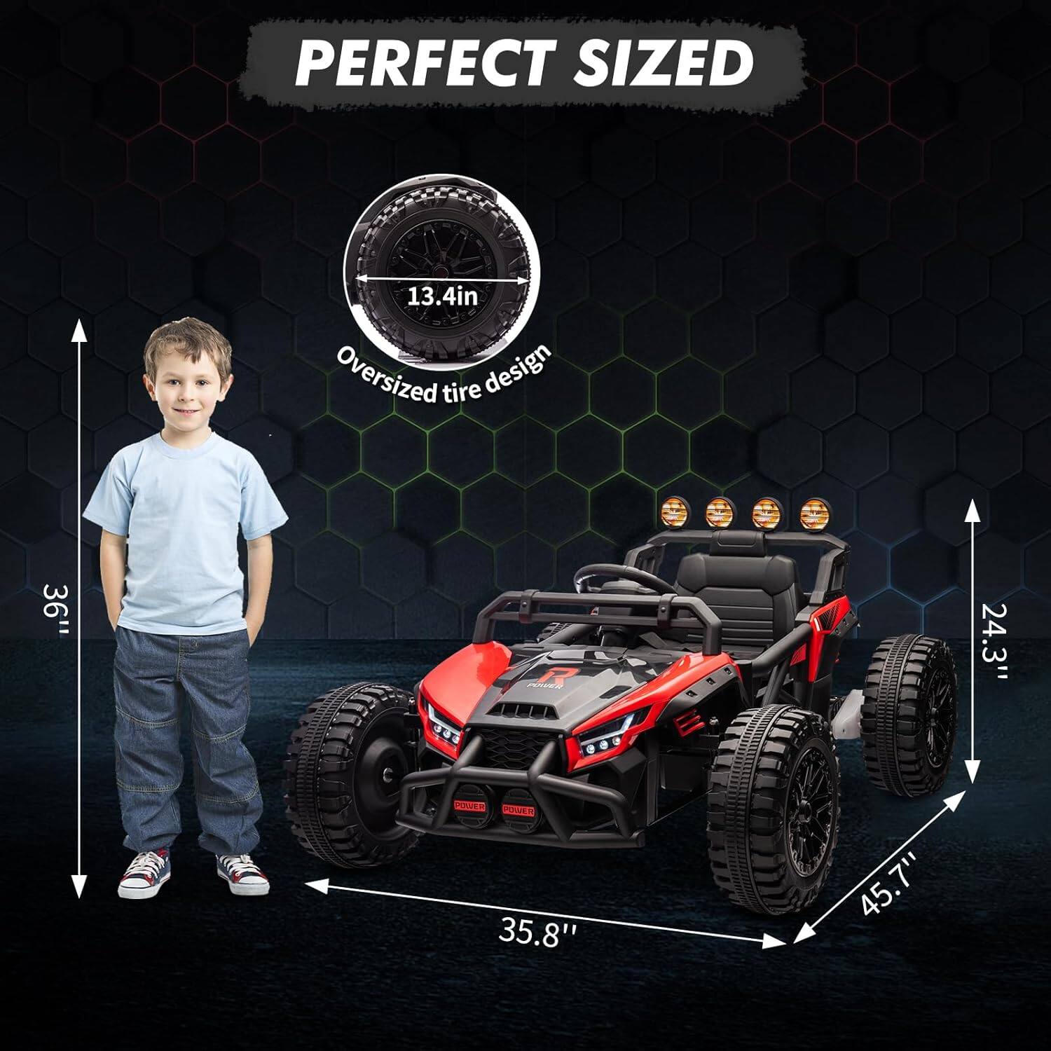 Qeetex 24V Electric UTV,Ride On Toys for Big Kids,2x130W Powerful ...