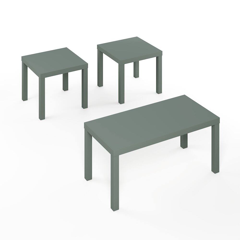 Furinno CLASSIC Set of 3 Living Room Table, Modern Rectangle Coffee ...