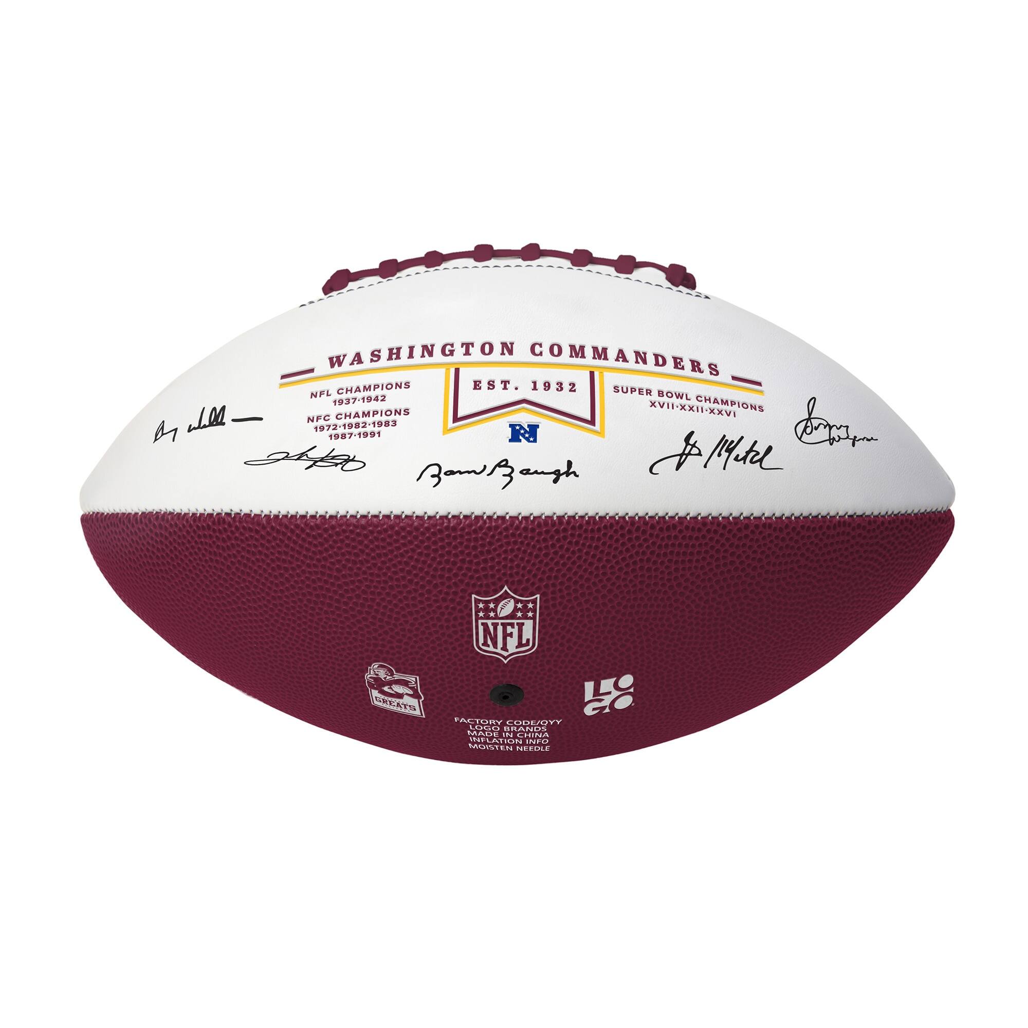 Logo Brands Washington Commanders Legends Signature Football Maroon ...