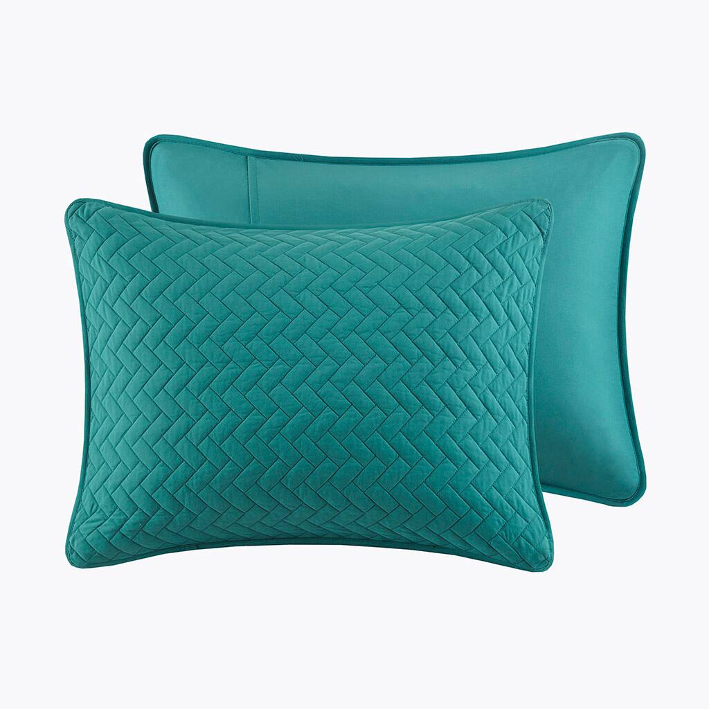 Gracie Mills Ria Solid Oversized Herringbone Quilt Set Peacock 005-31ALJ - Best Buy