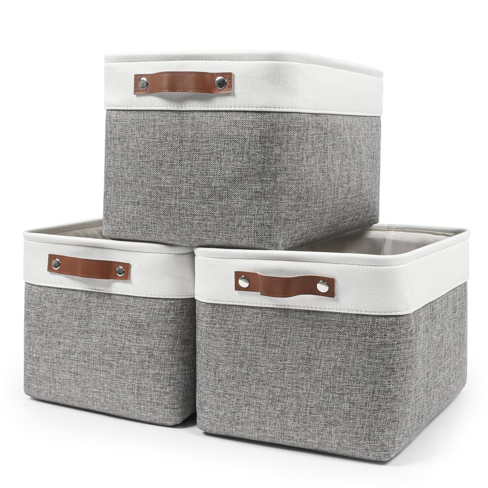 Dapper Styles Storage Bins Fabric Baskets For Shelves Decorative Linen ...