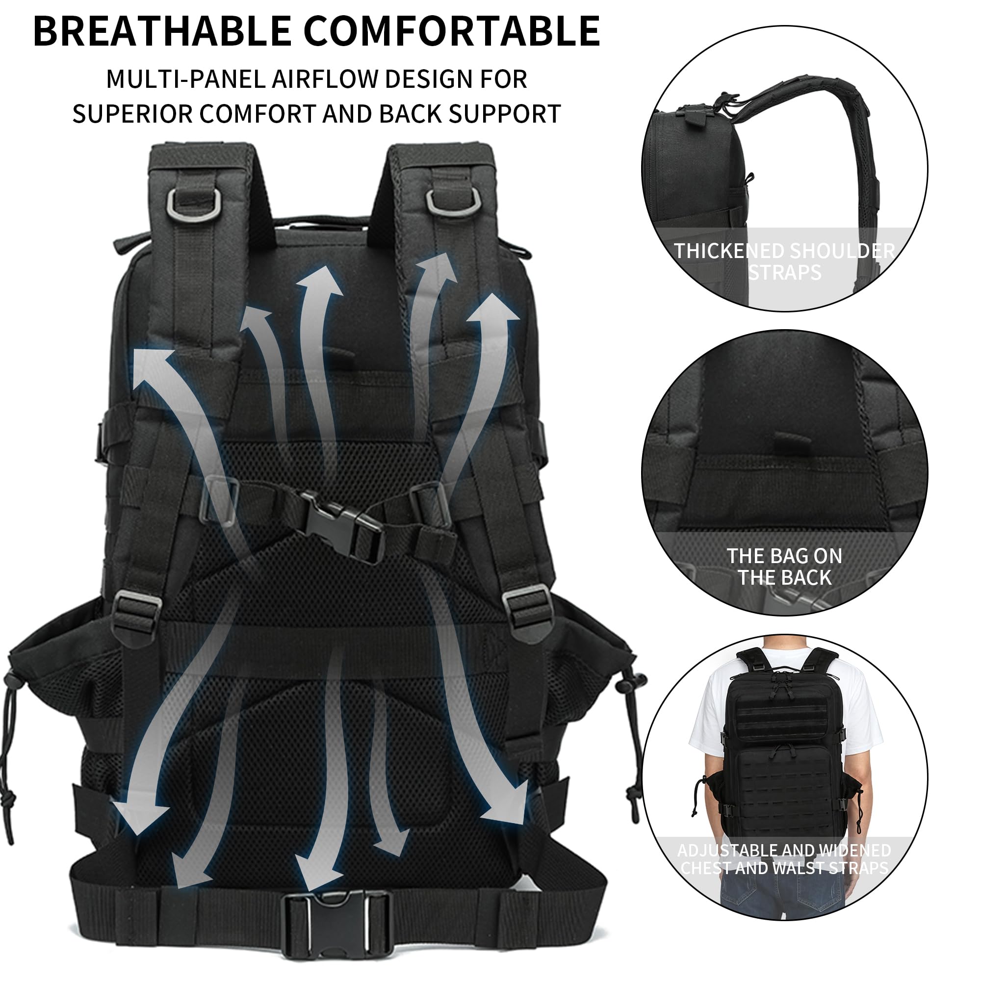 Cozy Serene Backpack 45l/25l 3 Day Assault Pack Molle Daypack Hiking ...