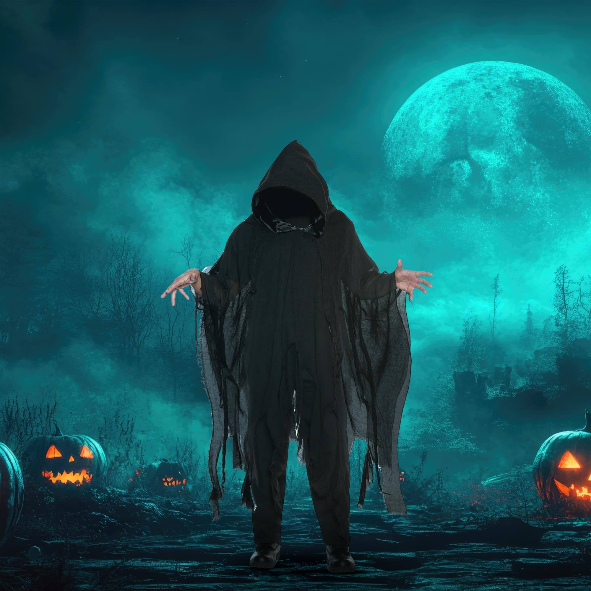 Underwraps Shredded Phantom Adult Hooded Costume Cape | Standard Black ...