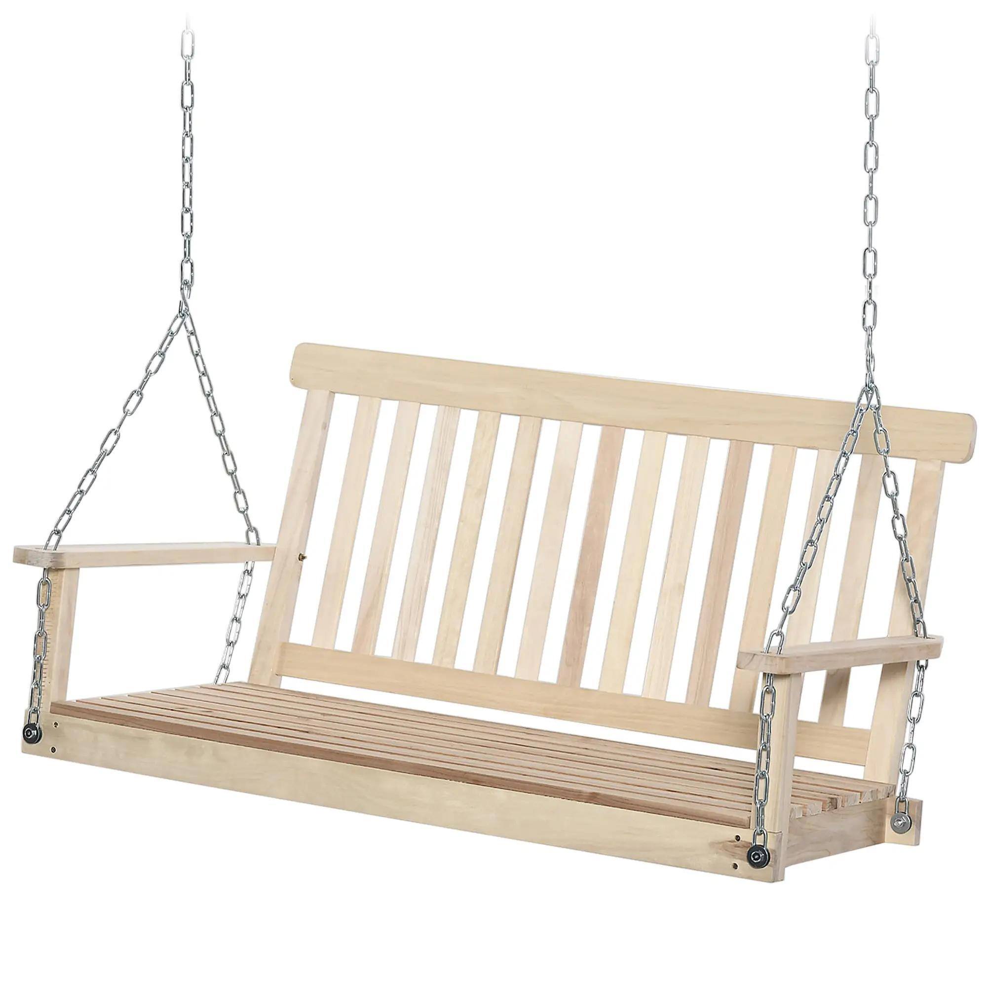Spaco 2 Seat Hanging Porch Swing, Slatted Design, Chains, 440 lbs ...