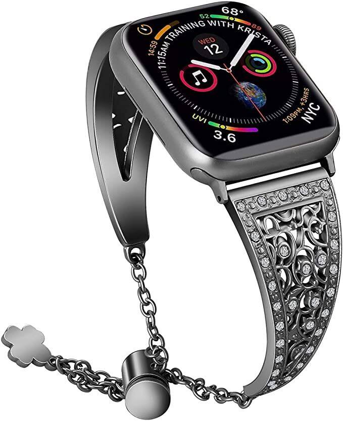 Worryfree Gadgets Adjustable Metal Apple Watch Band with Rhinestone ...