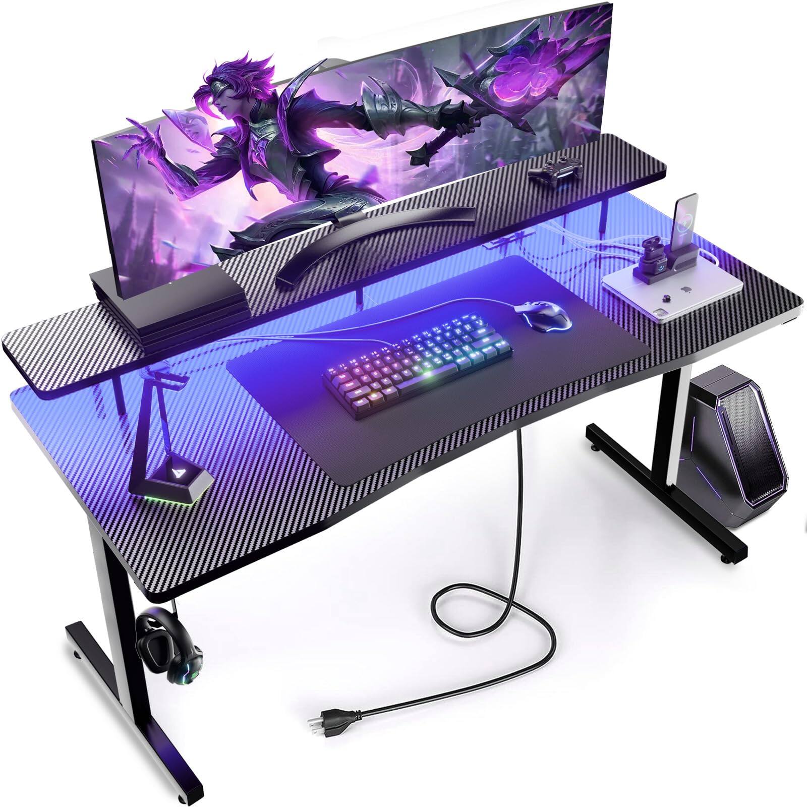 Hirose Alice Gaming Desk Computer Gamer With Monitor Stand Carbon Fiber ...