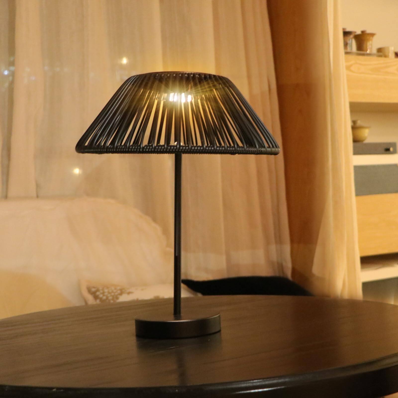 Dazzling Pops Solar Table Lamps Outdoor Solar Rattan Table Lamp Solar ...