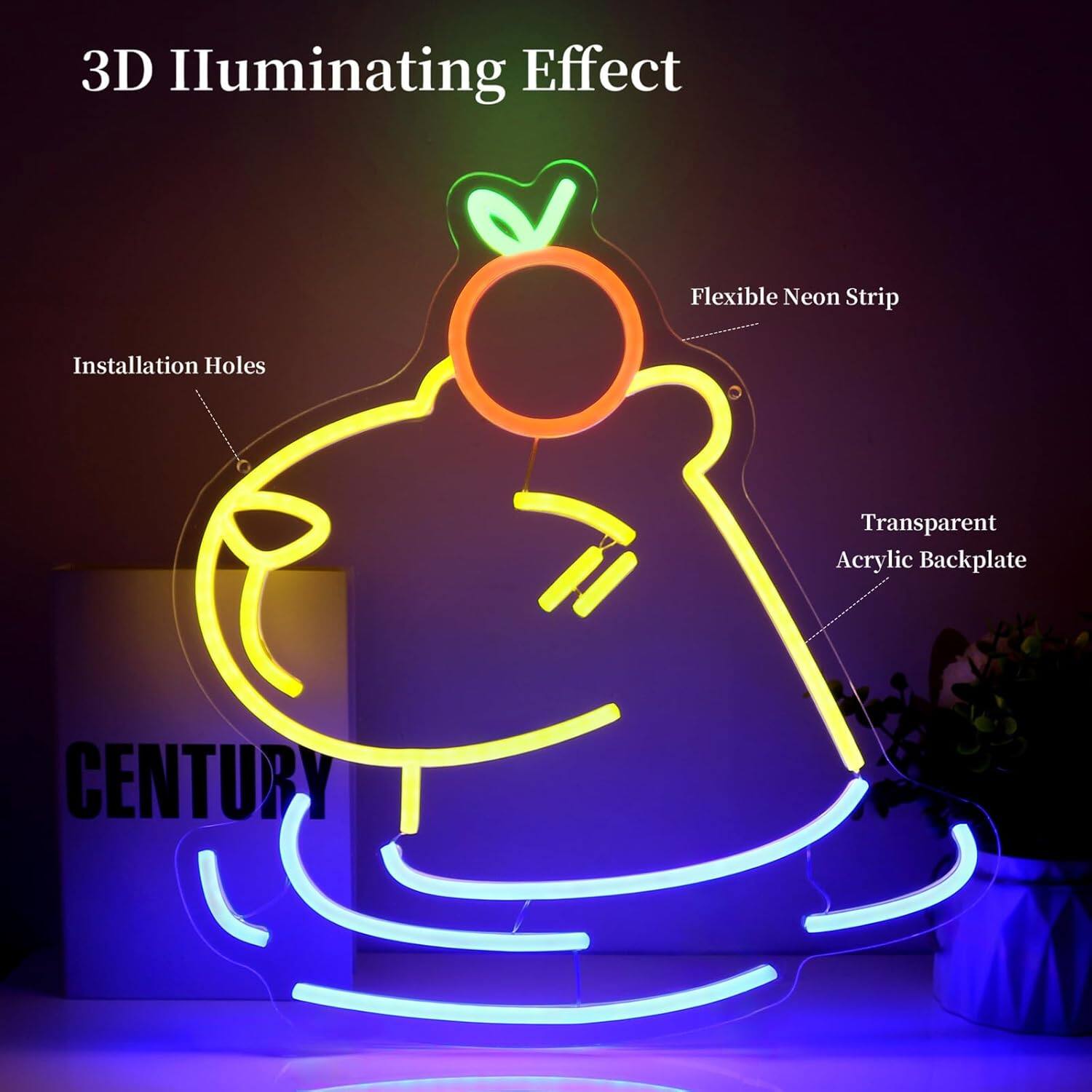 Auledio Capybara Neon Sign Led Neon Lights Neon Signs for Wall Decor ...