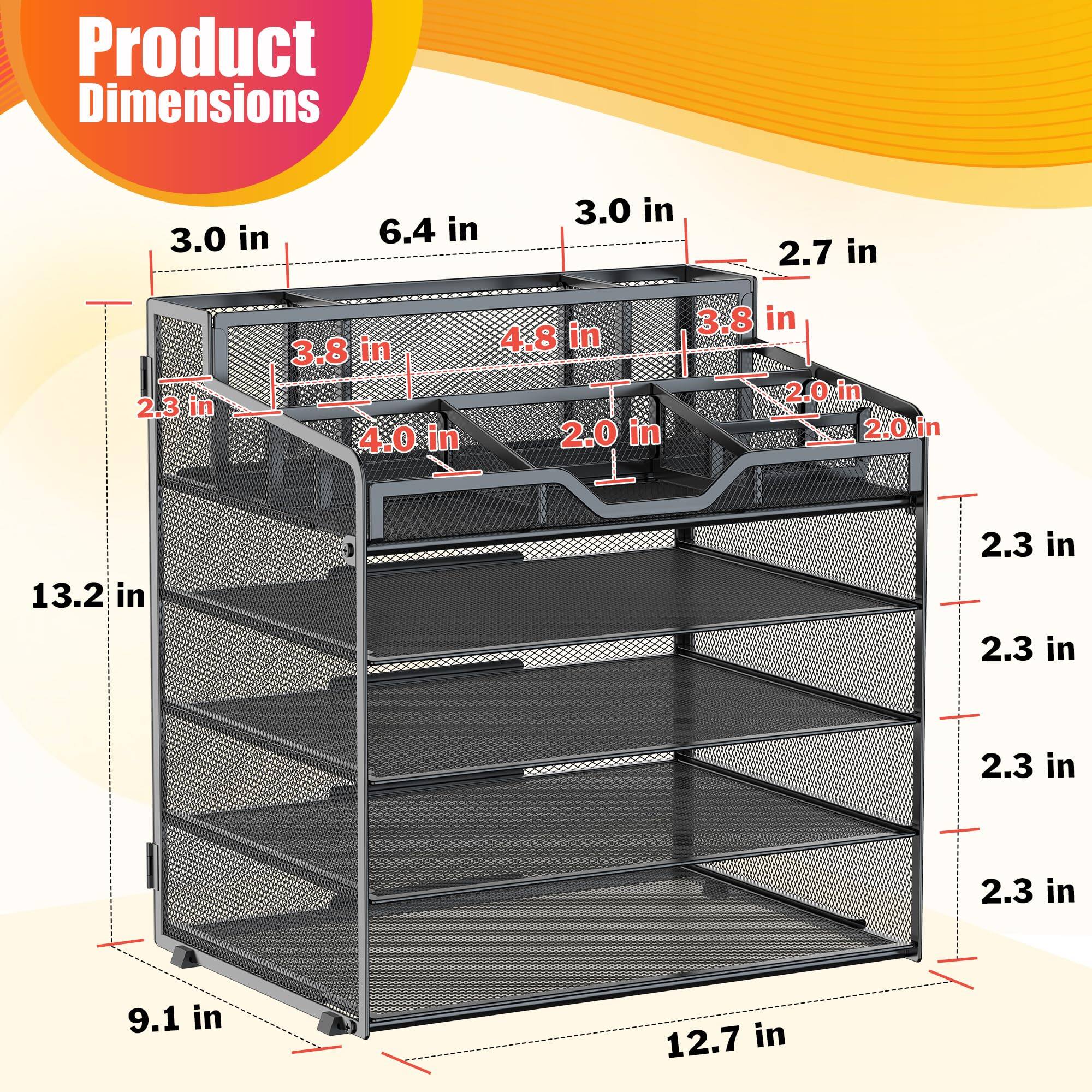 Paradigms Interiors 5 Tier Mesh Desk Organizer For Paper Office ...