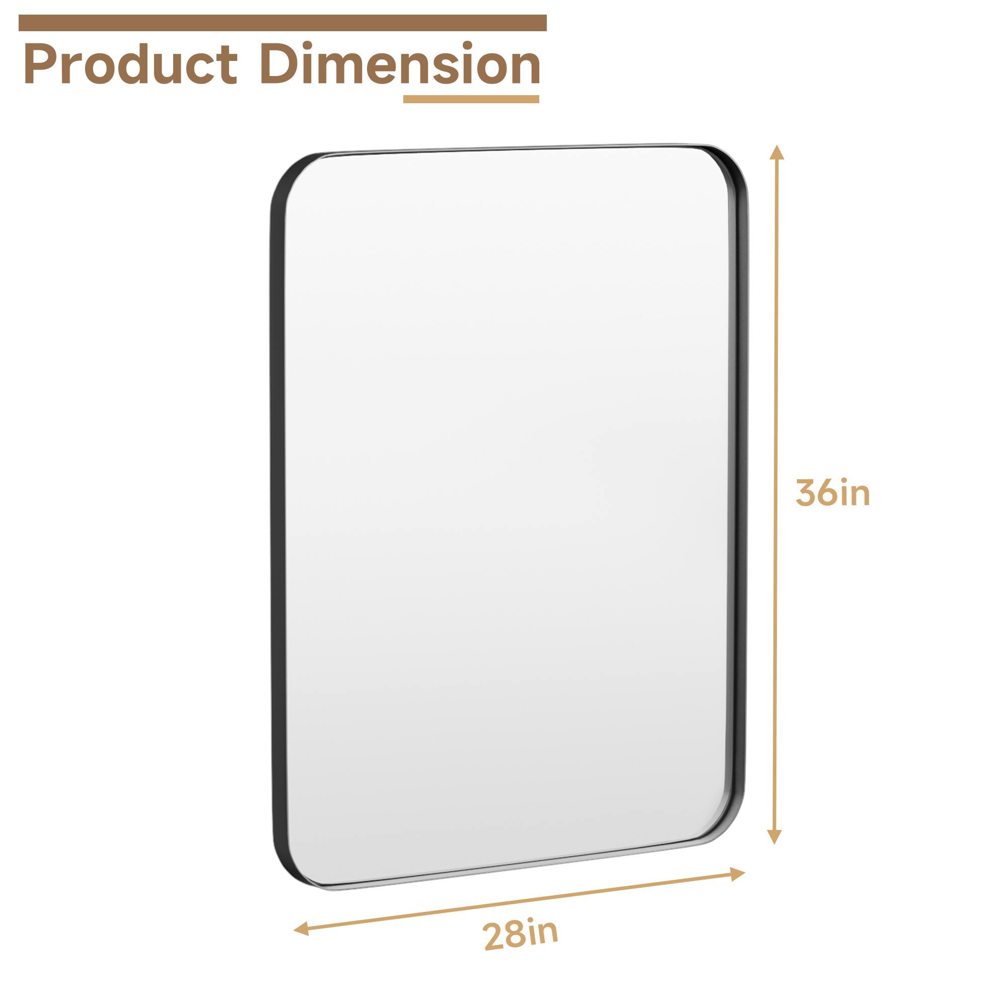 LOVMOR 28 in. W x 36 in. H Modern Rectangular Aluminum Framed Wall ...