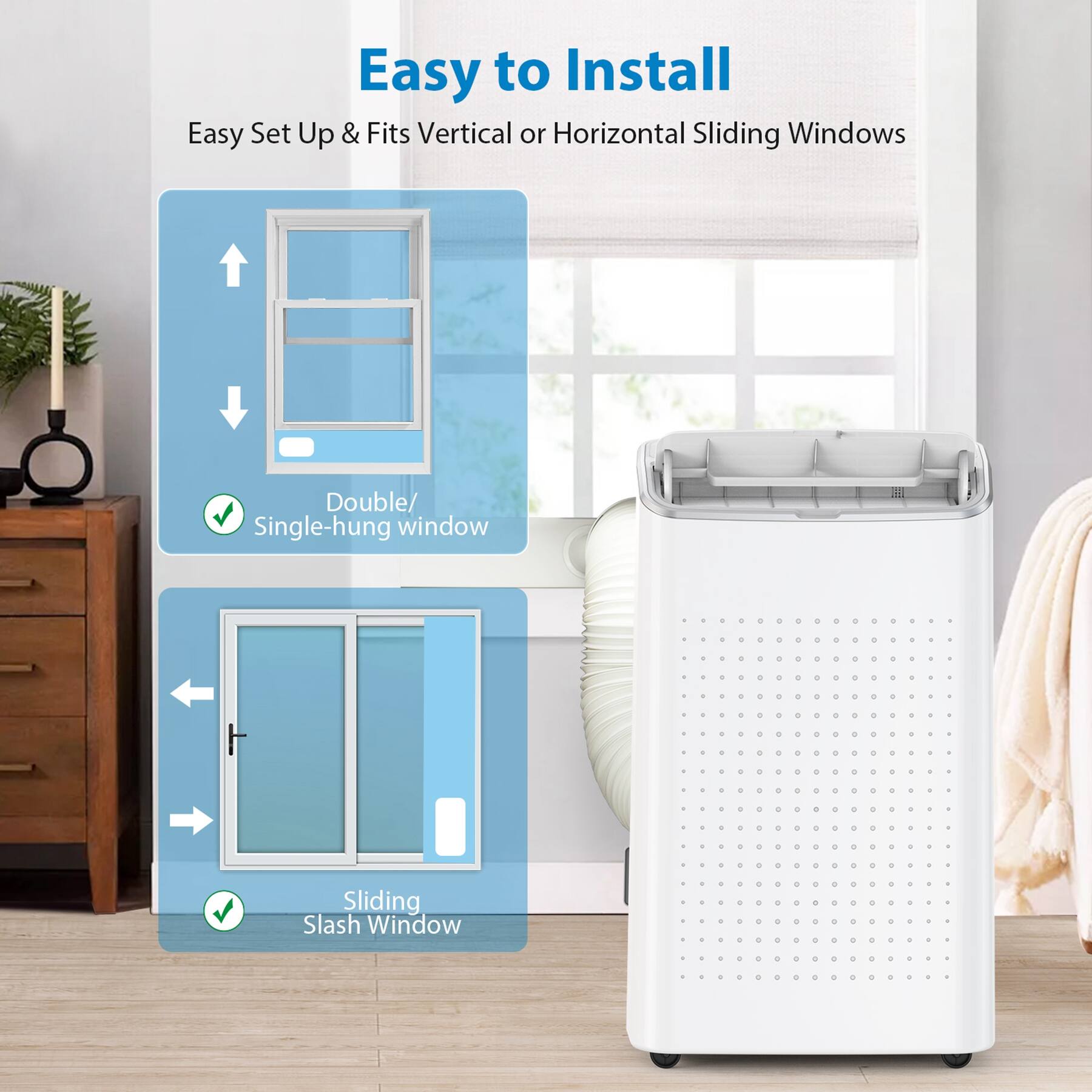 Acekool 3 In 1 15,000BTU ASHRAE Portable Air Conditioner with Window ...