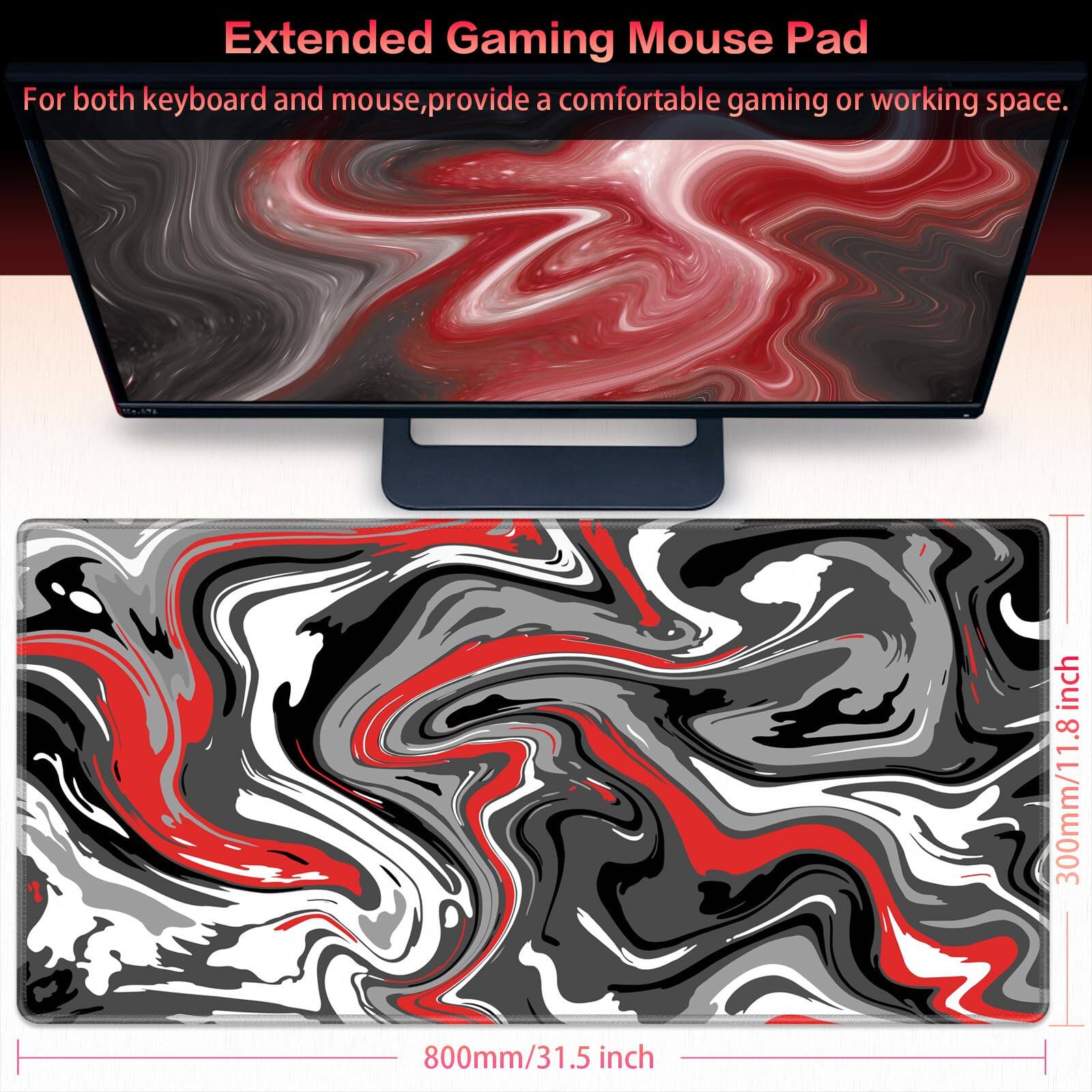 Cozy Serene Gaming Mouse Pad Fluid Pattern 31 5x Large Extended ...