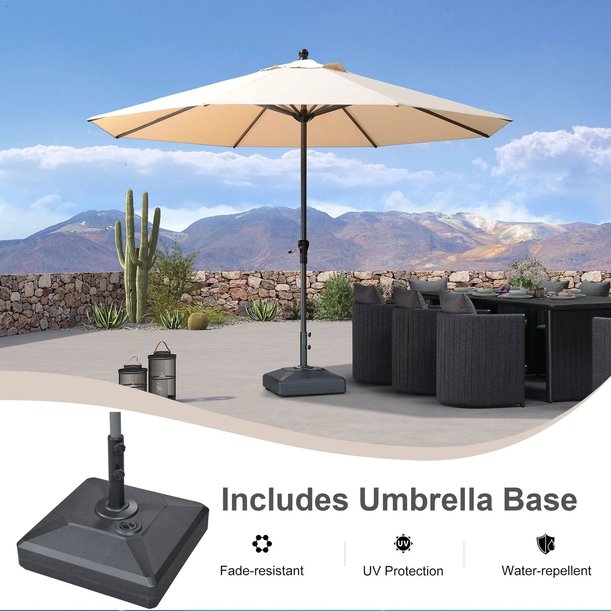 PURPLE LEAF 11 ft. Round Patio Market Umbrella with Base Outdoor Table ...