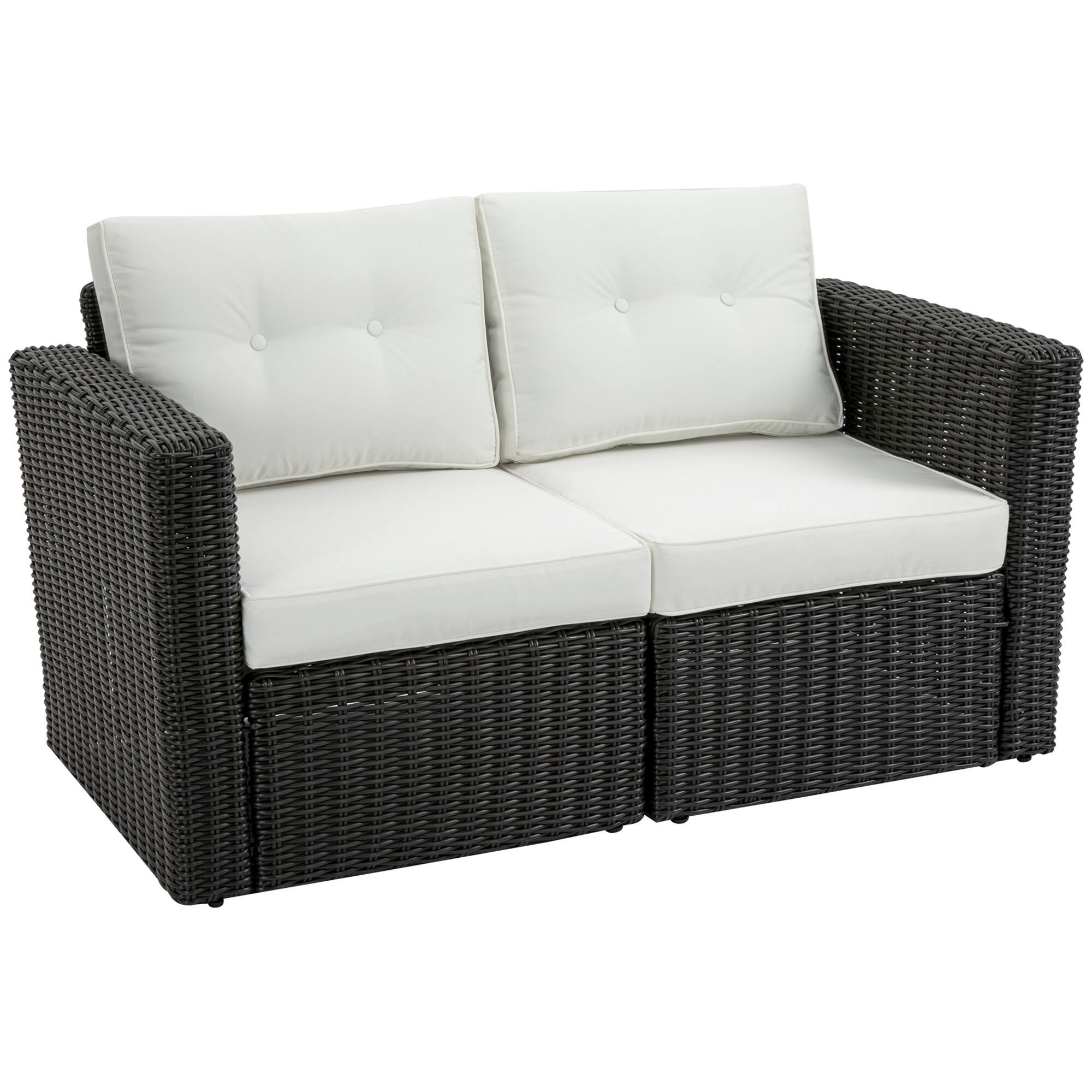 Outsunny 2 Piece Patio Wicker Corner Sofa Set, Outdoor PE Rattan ...