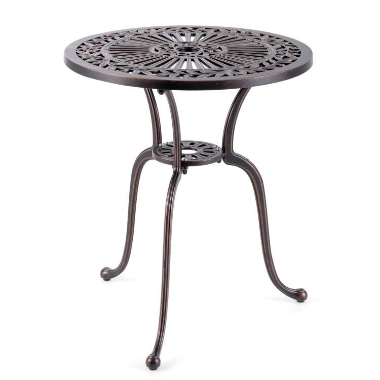 SlickBlue 24 Inch Round Outdoor Bistro Table Cast Aluminum with Center ...