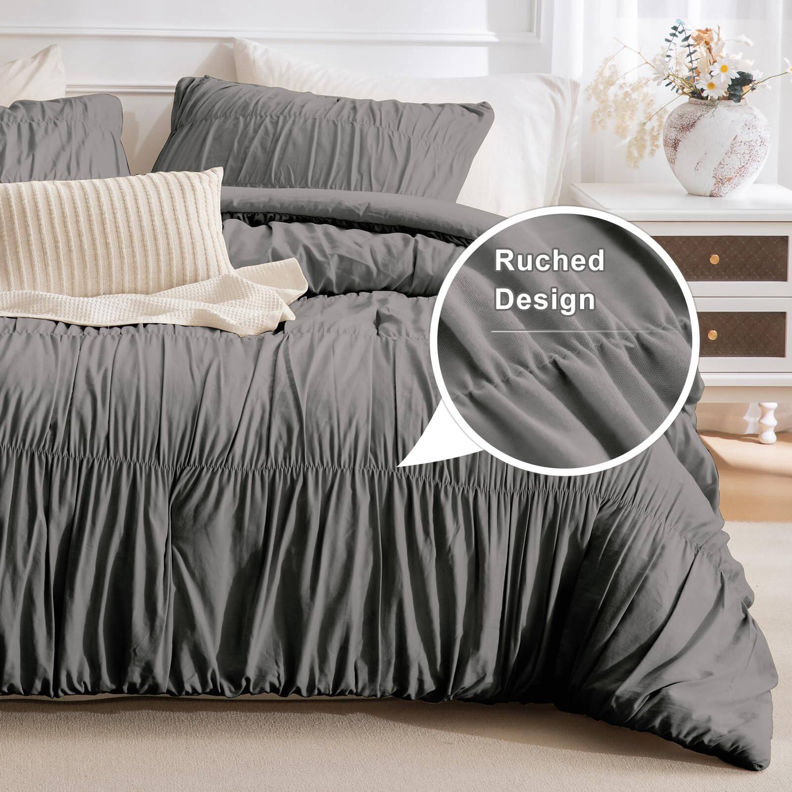 Dapper Styles Oversized King Comforter Set 128x120 Ruched Ruffle Extra ...