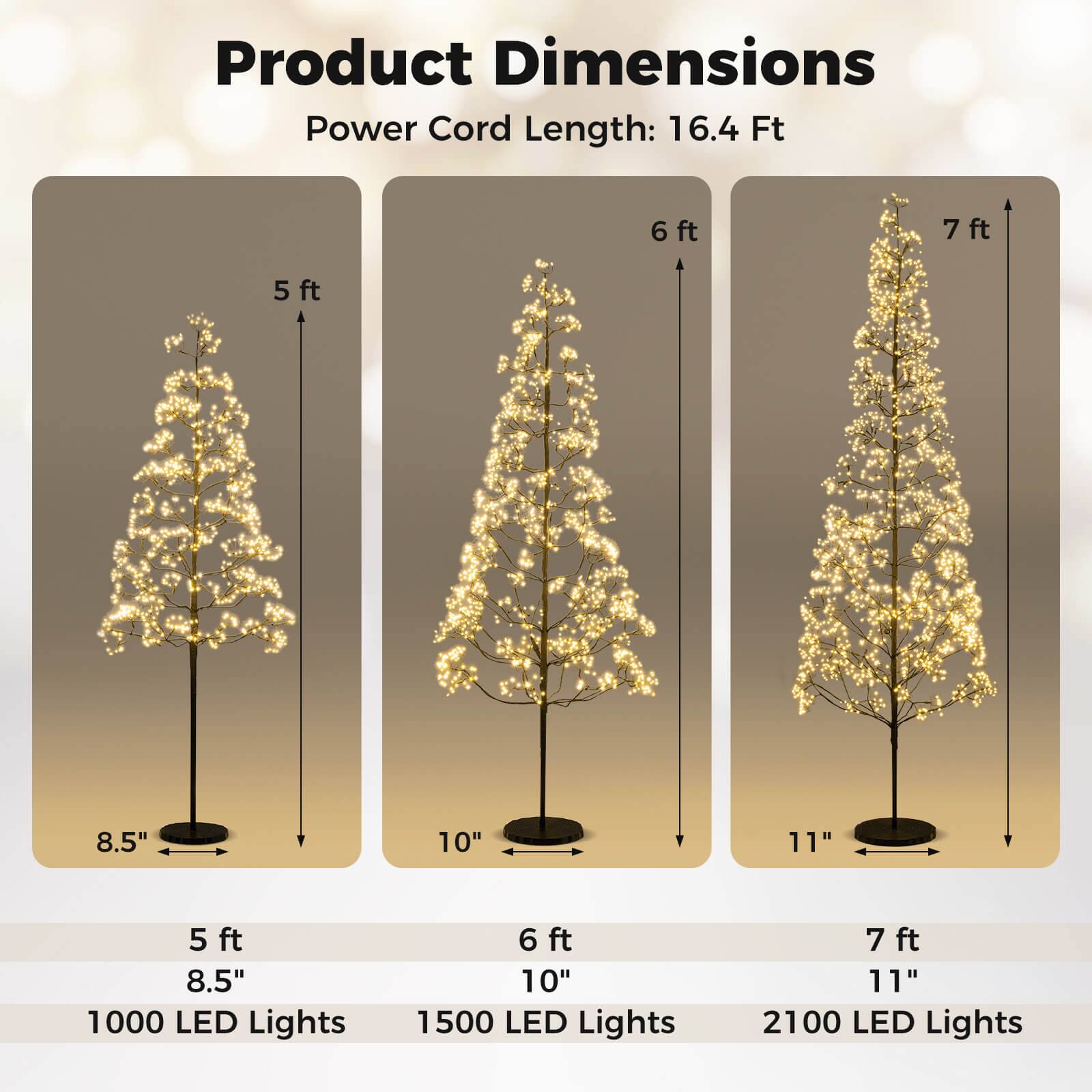 Costway 7 FT Lighted Alpine Tree with 2100 Light LED Lights,Weighted ...