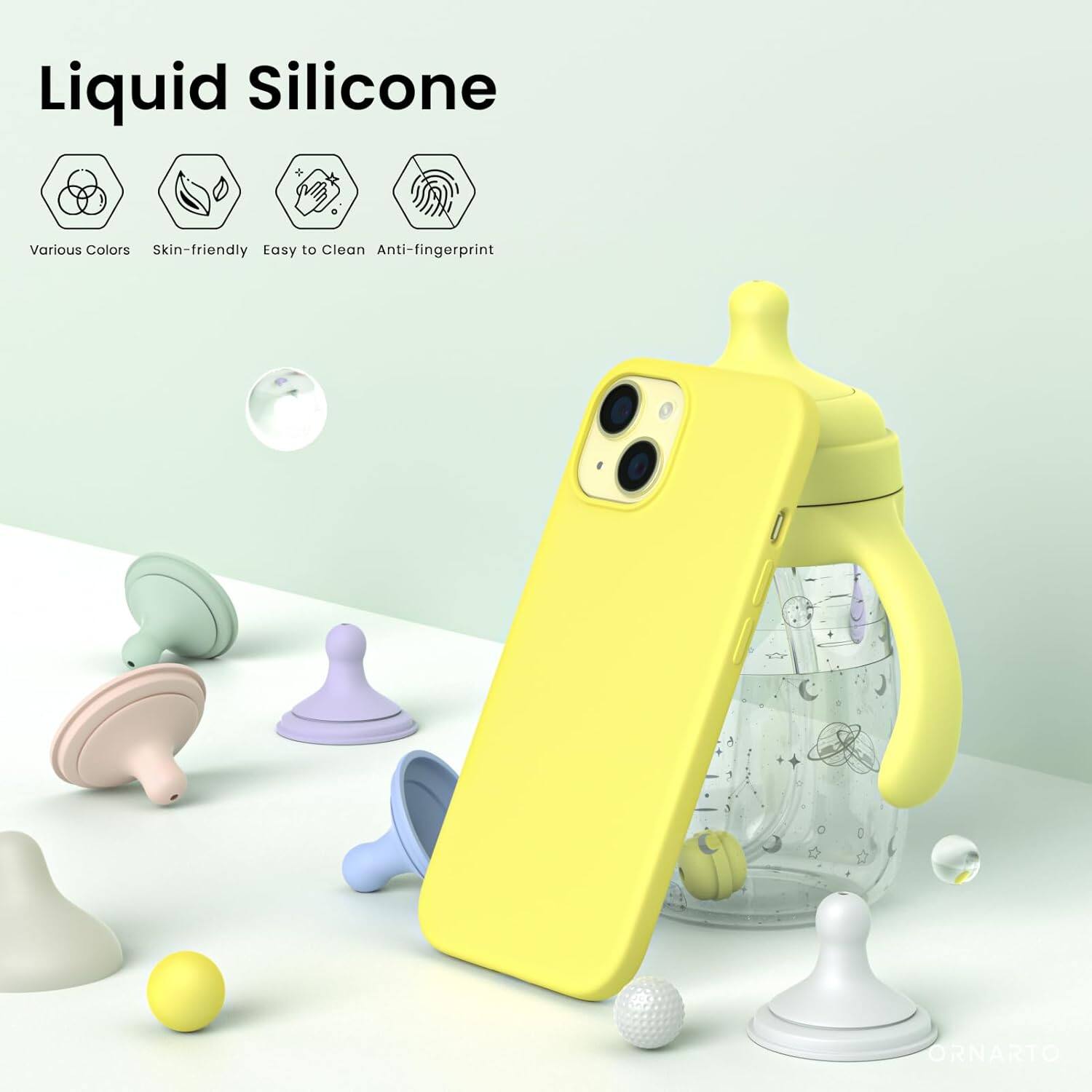 Ornarto Compatible with iPhone 15 Case 6.1", Slim Liquid Silicone 3 ...