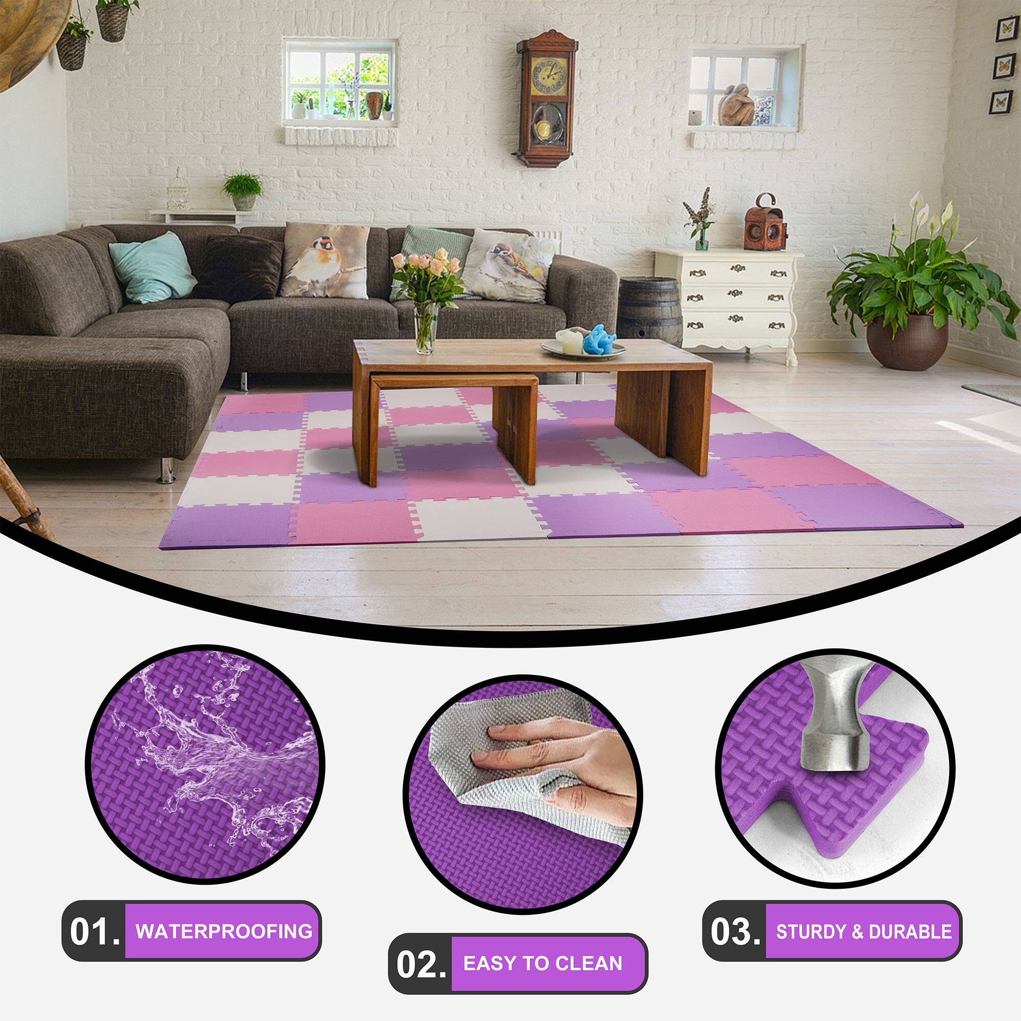 BalanceFrom Fitness 36 Tile Thick Interlocking Puzzle Foam Exercise ...