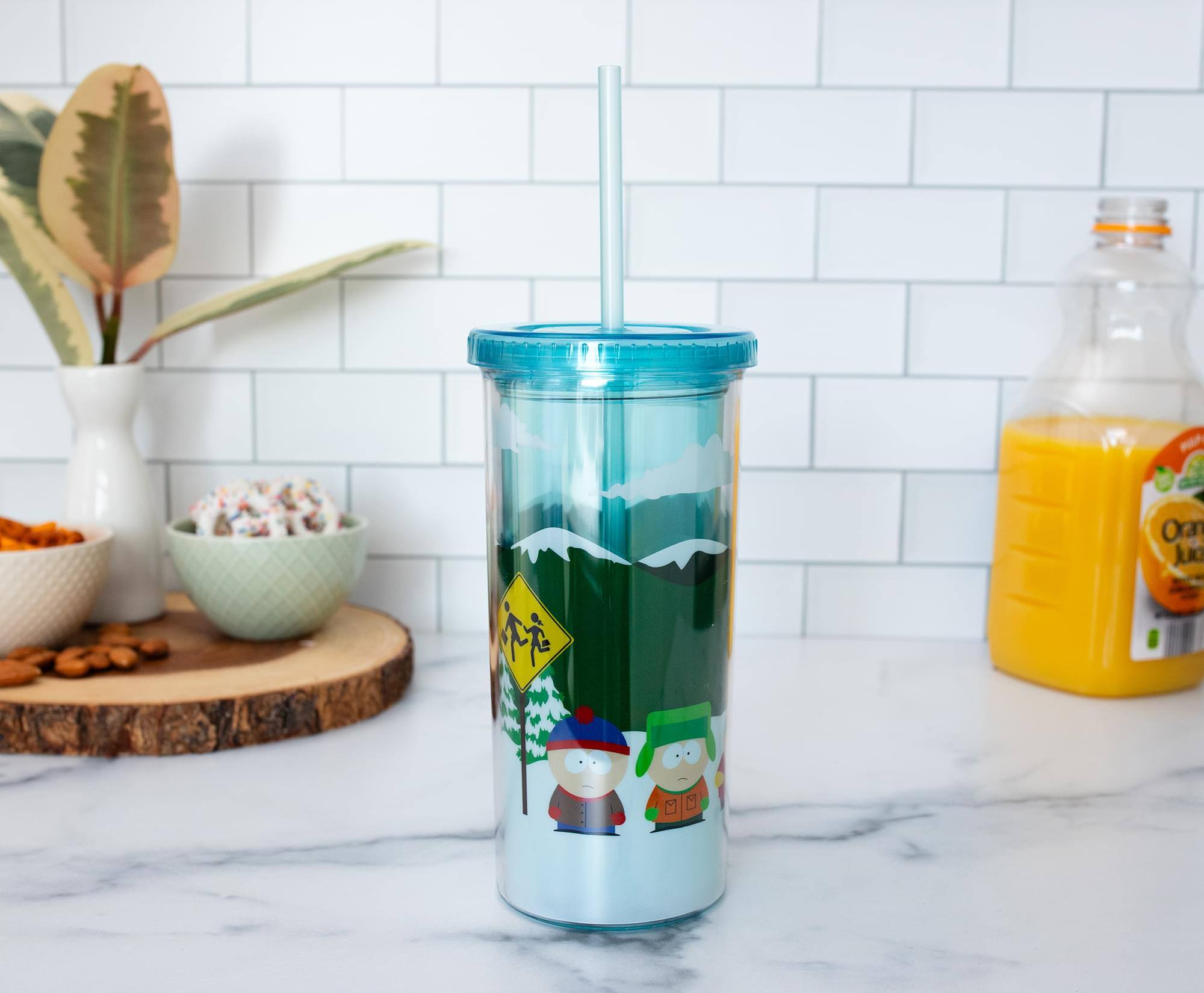 Silver Buffalo South Park Bus Stop Carnival Cup With Lid and Straw ...