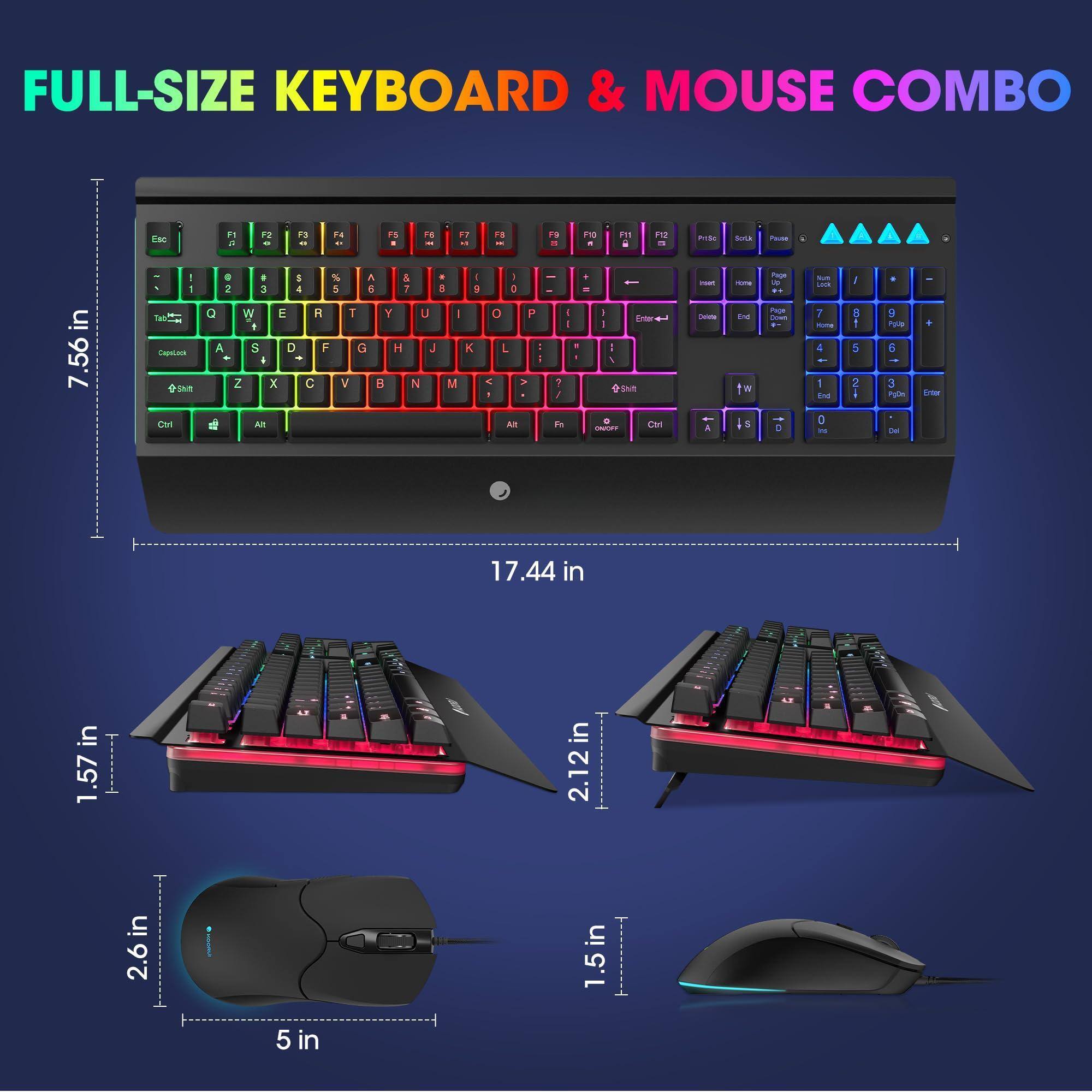 Live At Space Wired 104 Keys Gaming And Mouse Combo Rainbow Backlit ...