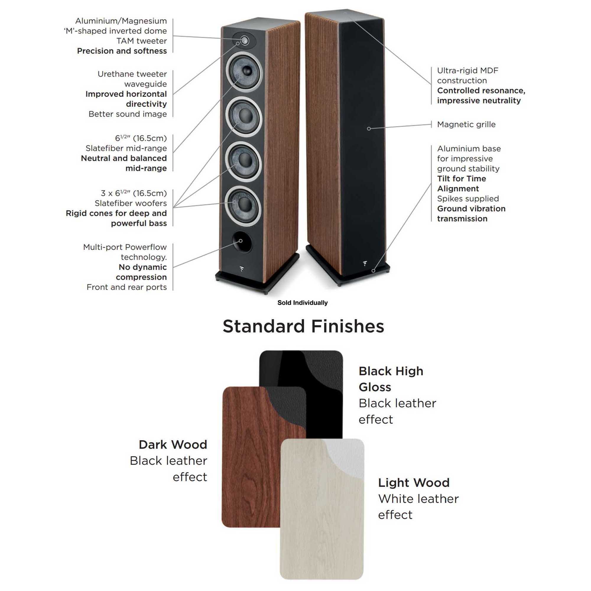 Focal Vestia No3 Slender 3 Way Floorstanding Loudspeaker finished in ...