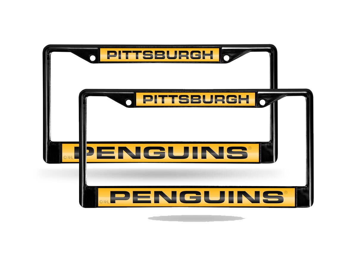 Rico Industries Pittsburgh Penguins NHL Black Metal Laser License Plate ...