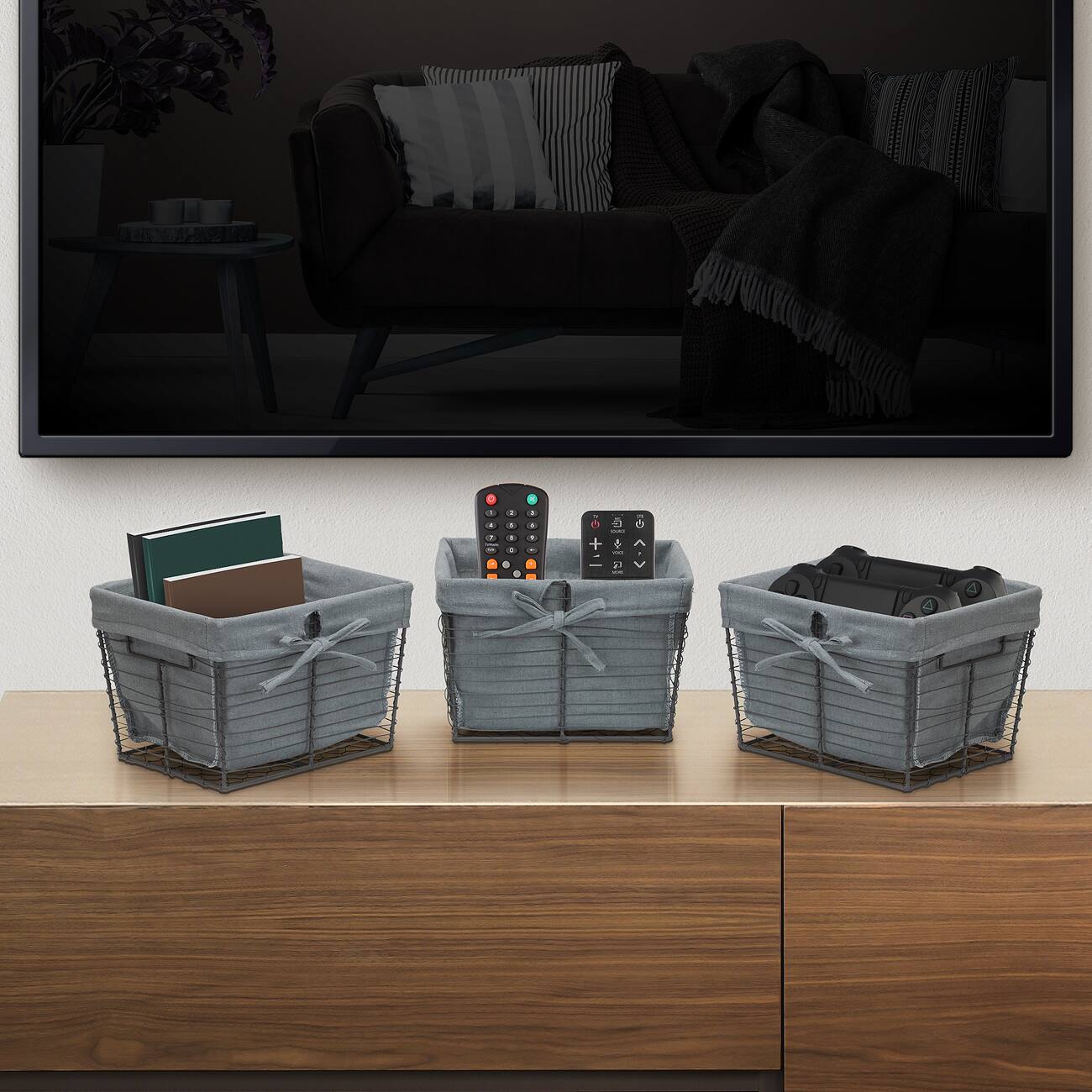 Sorbus Wire Basket Set with Removable Fabric Liner, Rustic Farmhouse ...