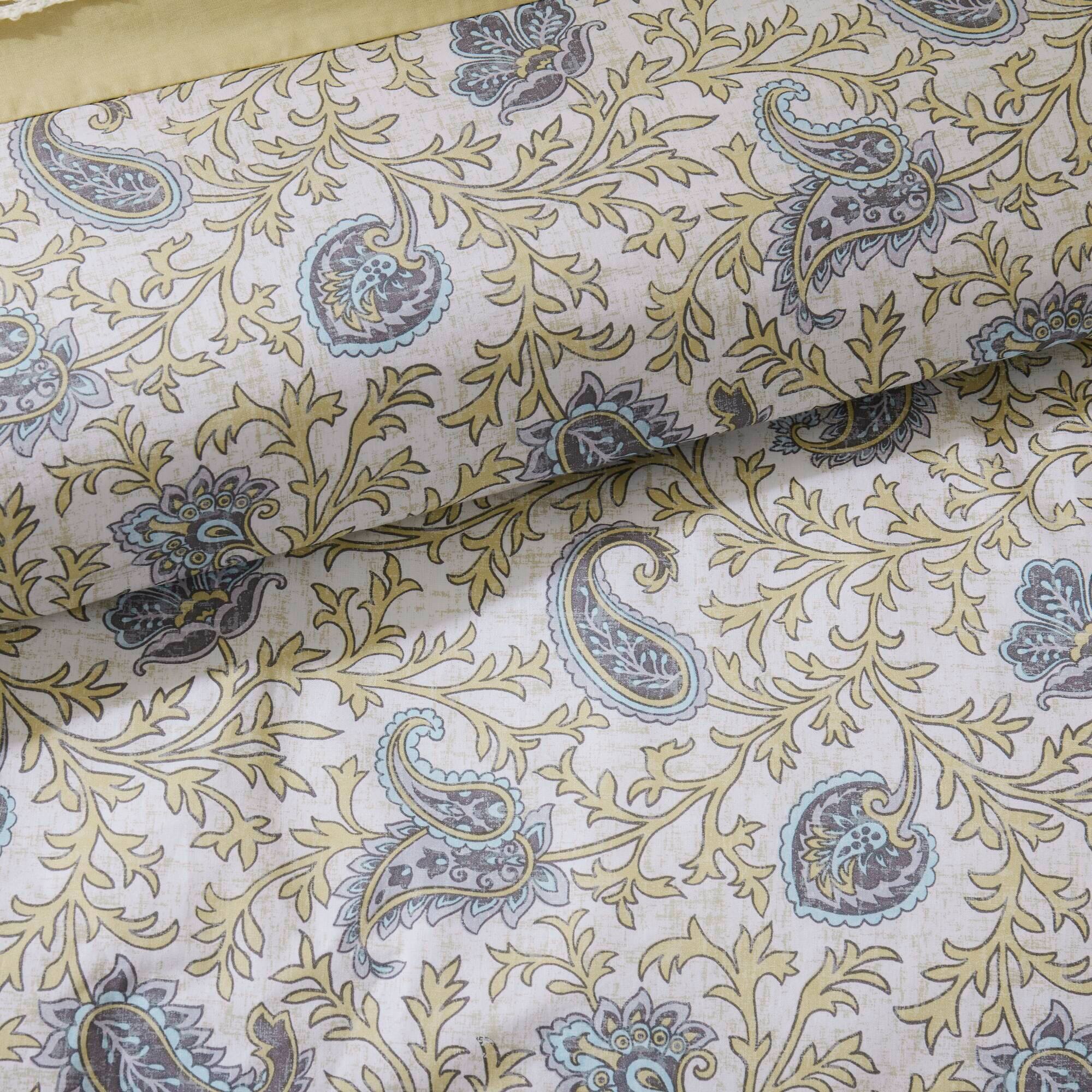 TinyHomie 9 Piece Cotton Percale Comforter Set Cal King Yellow SF-J ...