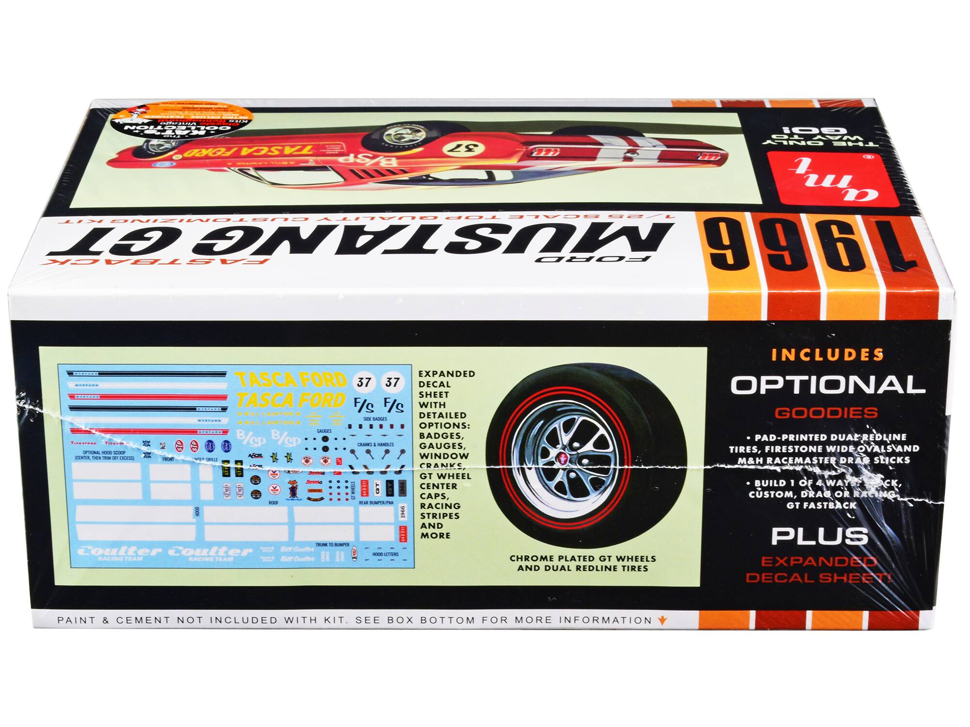 Skill 2 Model Kit 1966 Ford Mustang GT Fastback 1/25 Scale Model by AMT ...