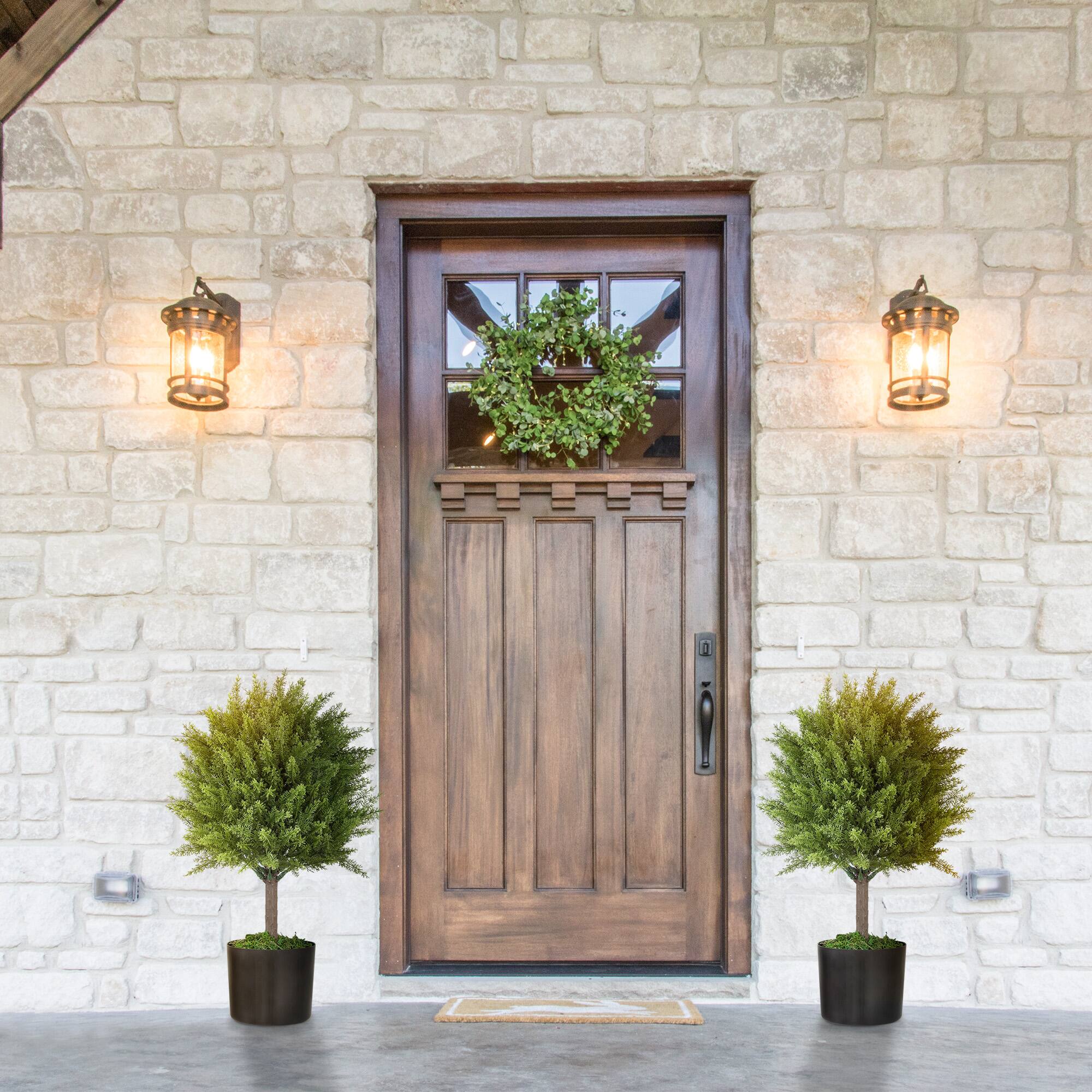 Homcom Artificial Plants Set of 2 Decorative Cedar Topiary Trees in ...