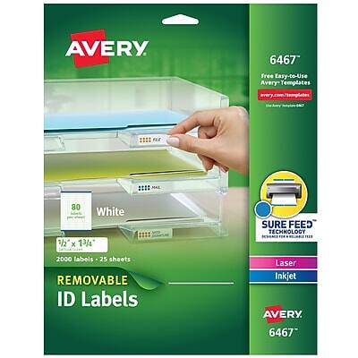 Avery Sure Feed Laser/Inkjet ID Labels, 1/2" x 1 3/4", 2,000 Labels ...