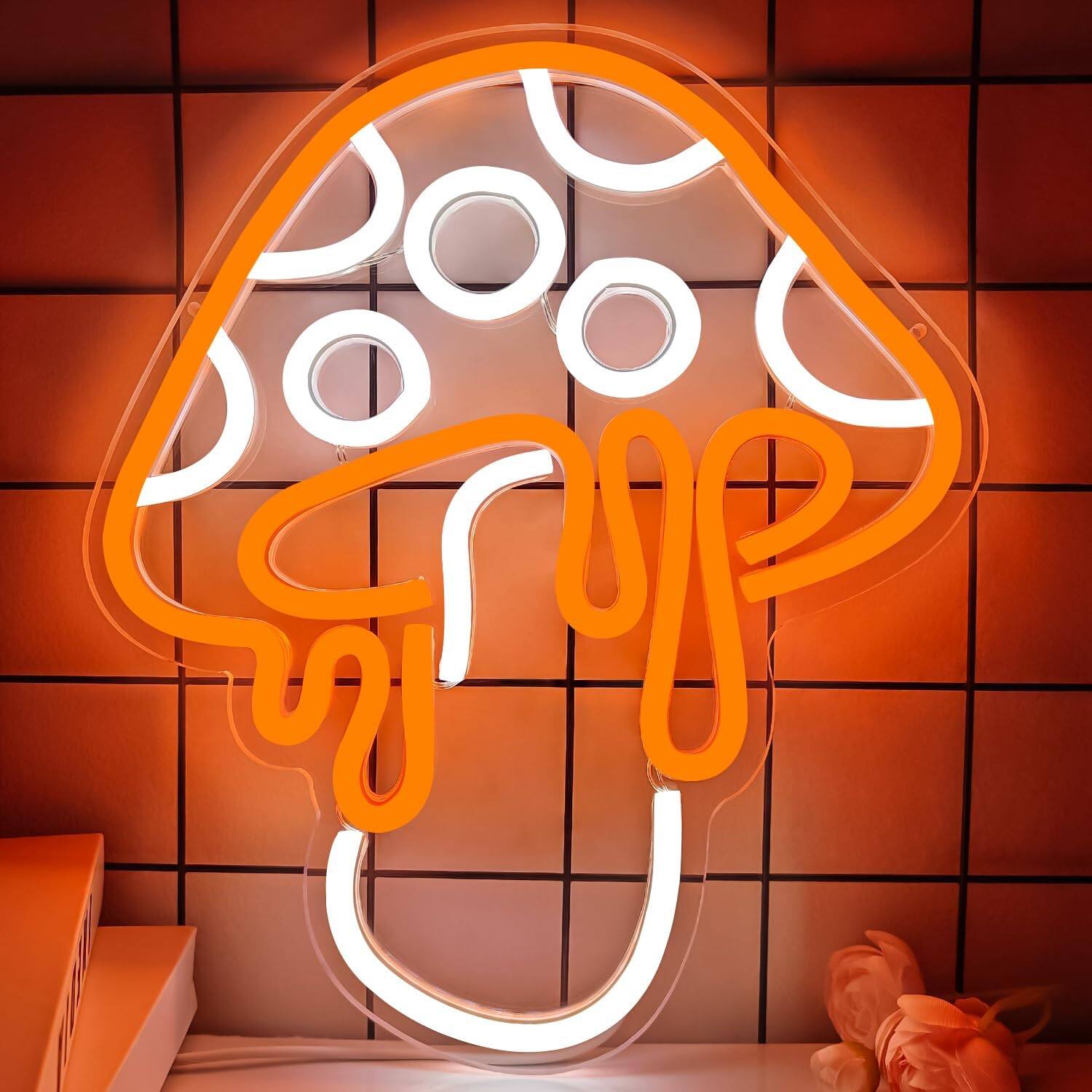 Auledio Mushroom Neon Sign Dimmable Led Light Cute Mushroom Night Light ...