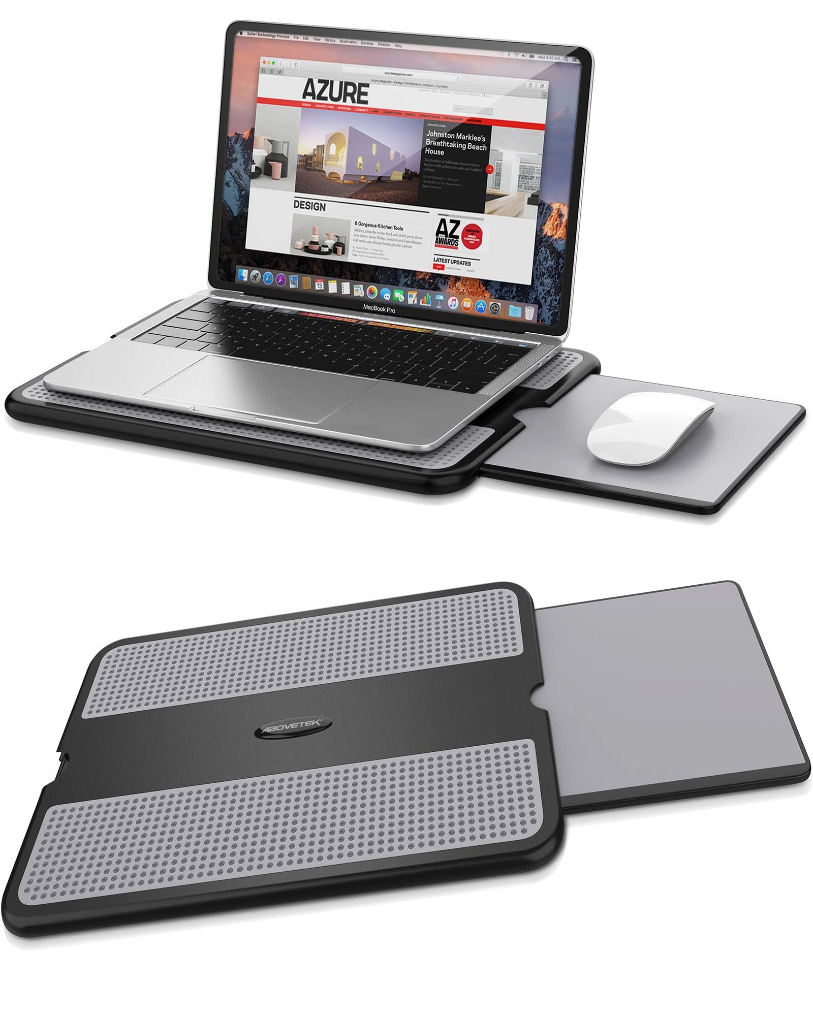 Cedar Assembly Laptop Lap Desk W retractable Left right Mouse Pad Tray ...