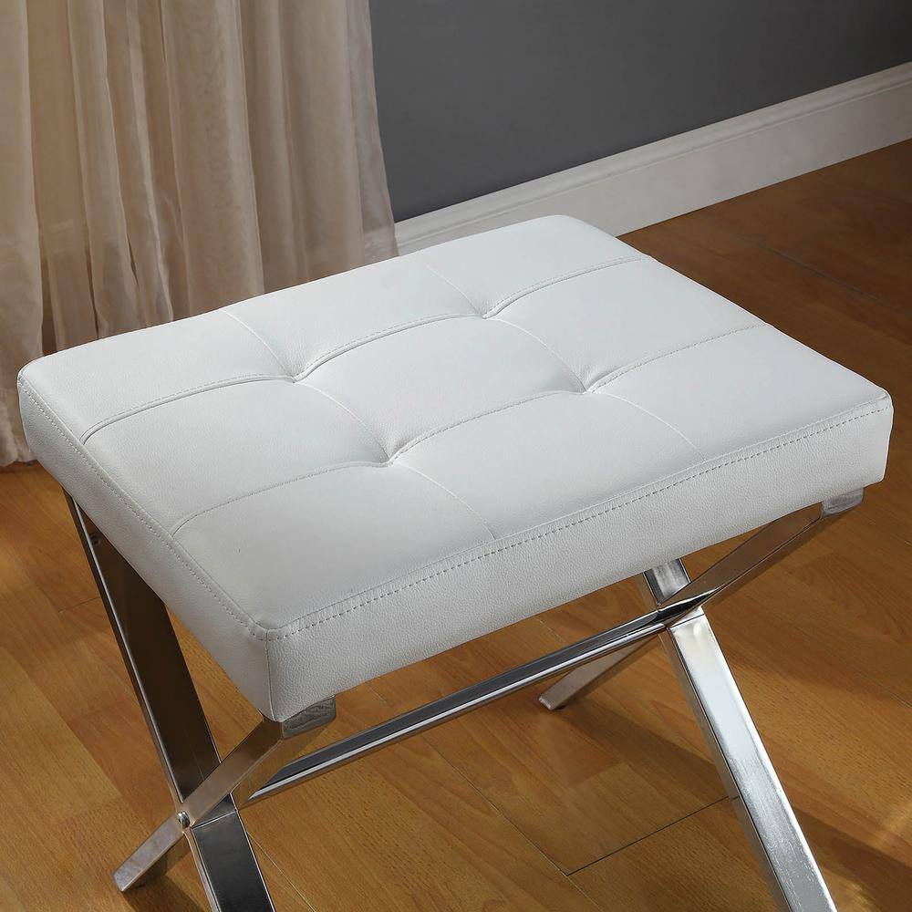 Carolina Chair & Table Elisabetta Vanity Bench White/Chrome White ...