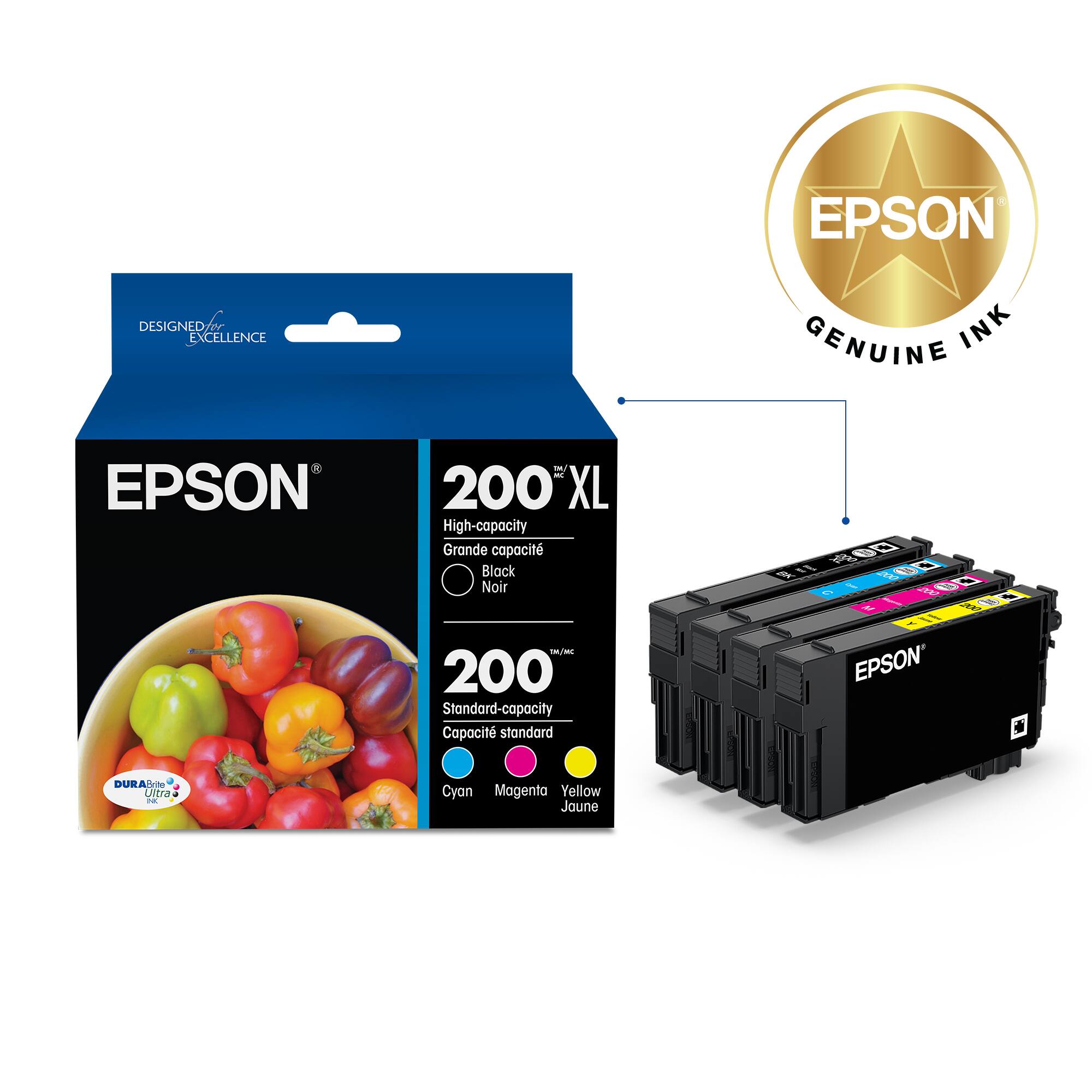 Epson 200/200XL 4 Pack Ink Cartridges High Capacity and Standard ...