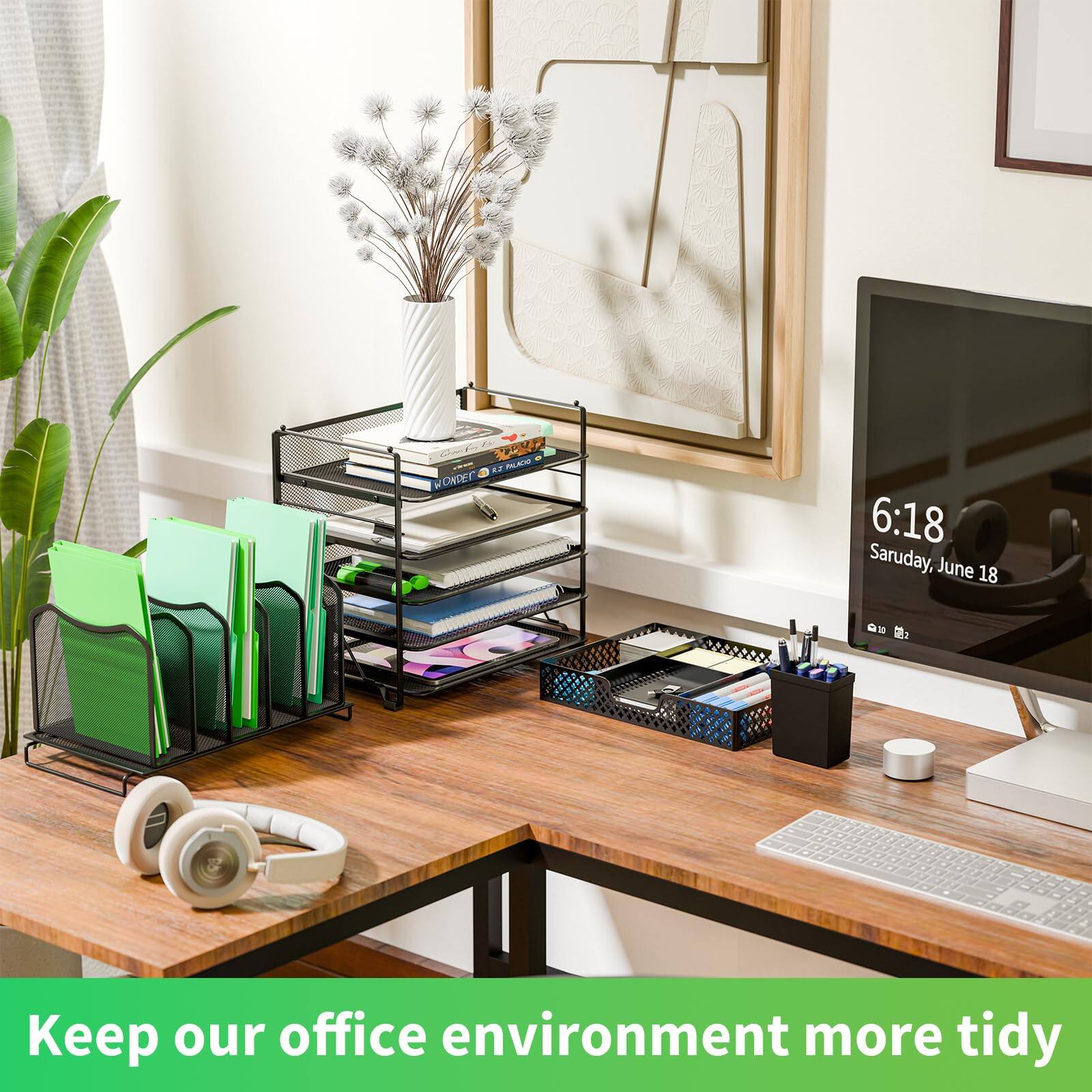 Dapper Styles 5 Tier Mesh Desk File Organizer Paper Letter Tray Holder ...
