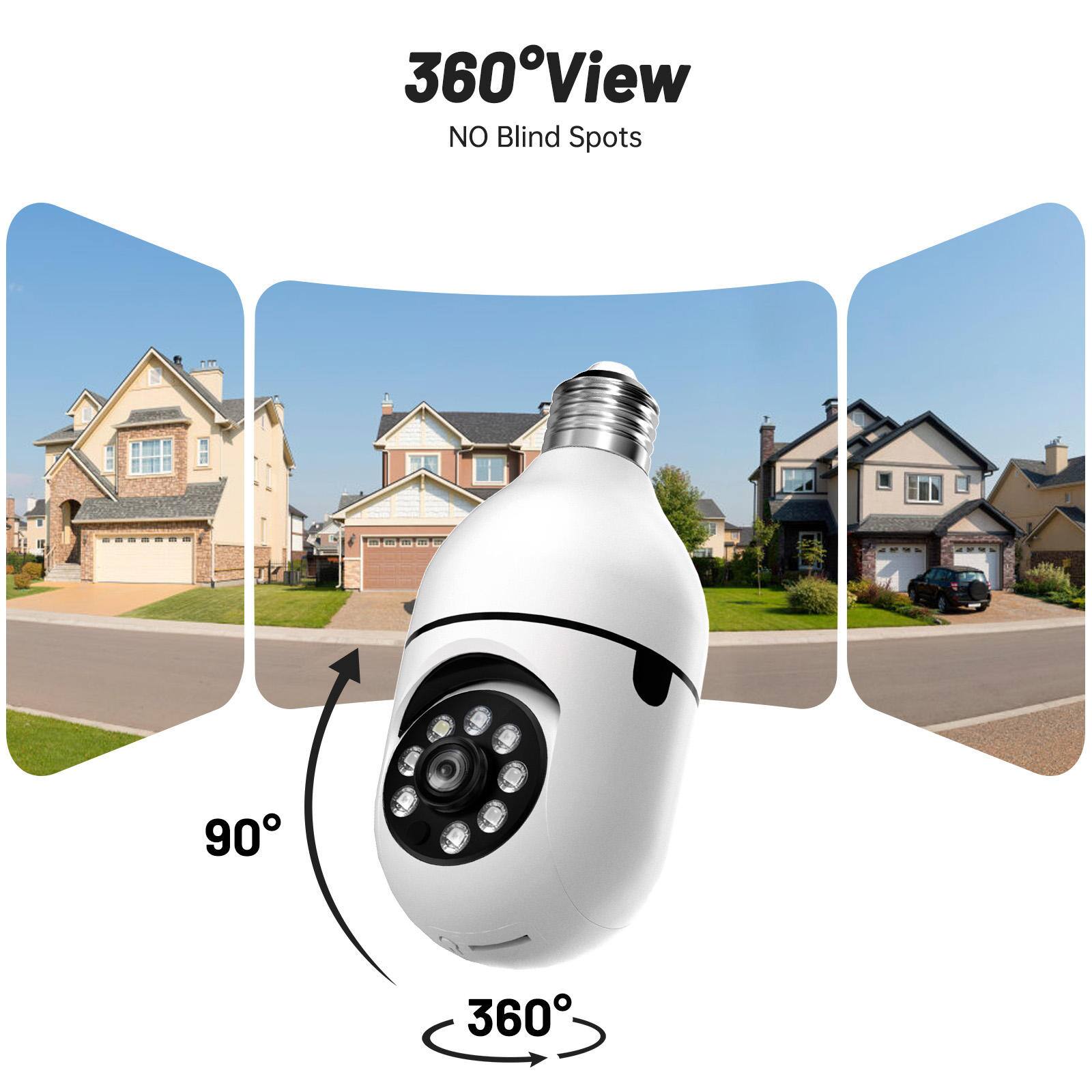Wrightmaster 360° 2K Outdoor Light Bulb Security Camera with Color ...