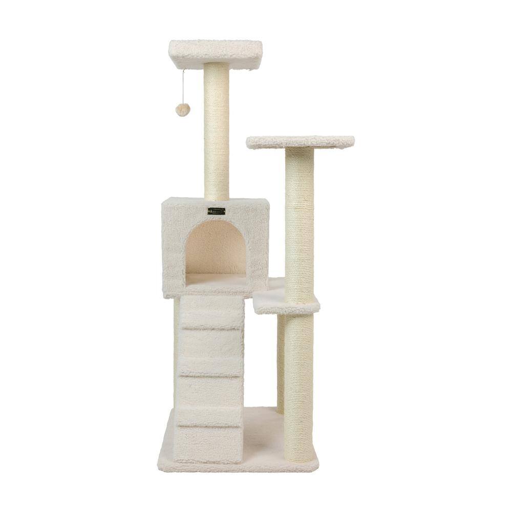 Armarkat Ivory Fleece Covered 53 High Real Wood Cat Tree Beige - Best Buy