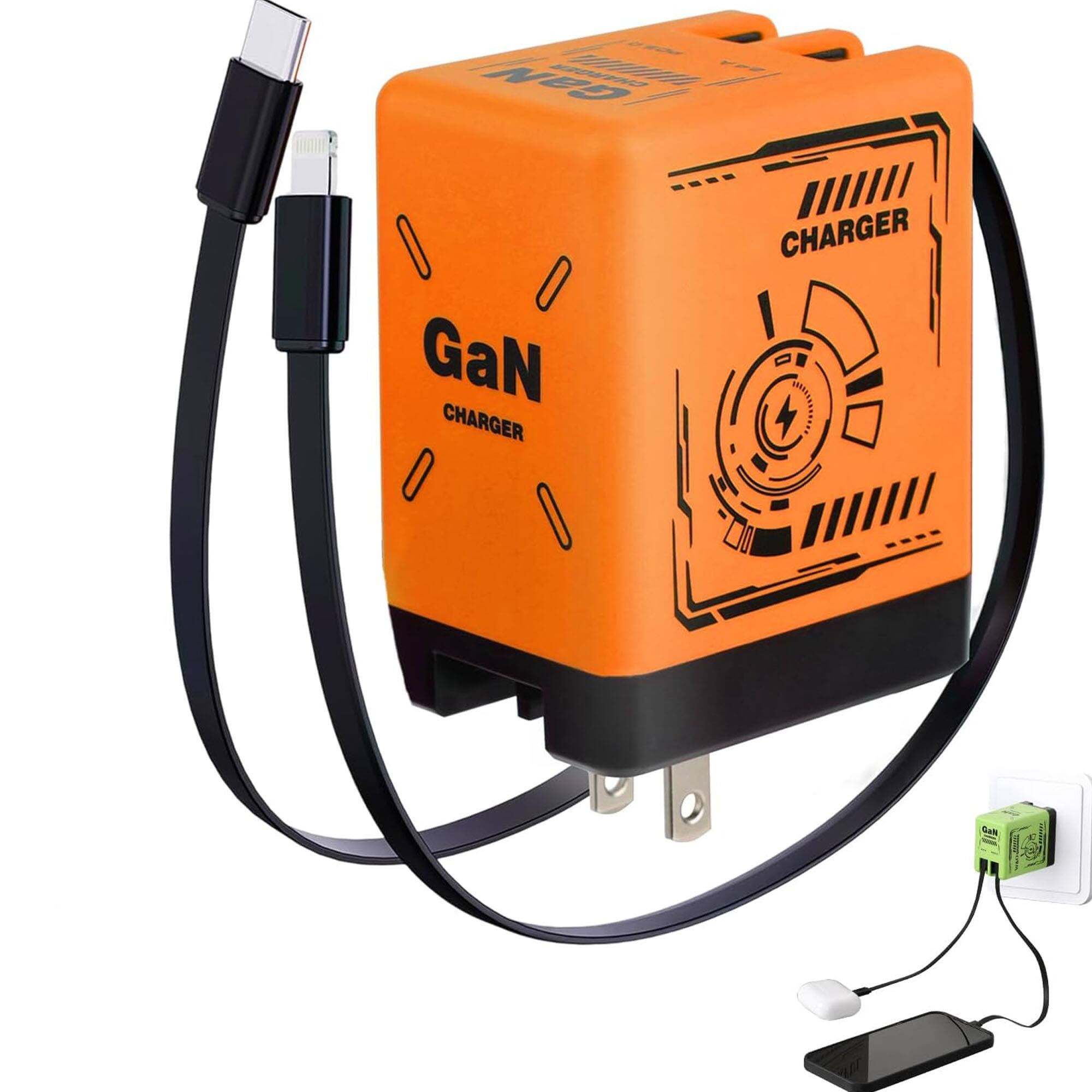 YONWAY Foldable Wall Charger Fast Charging with Lightning and Type C ...
