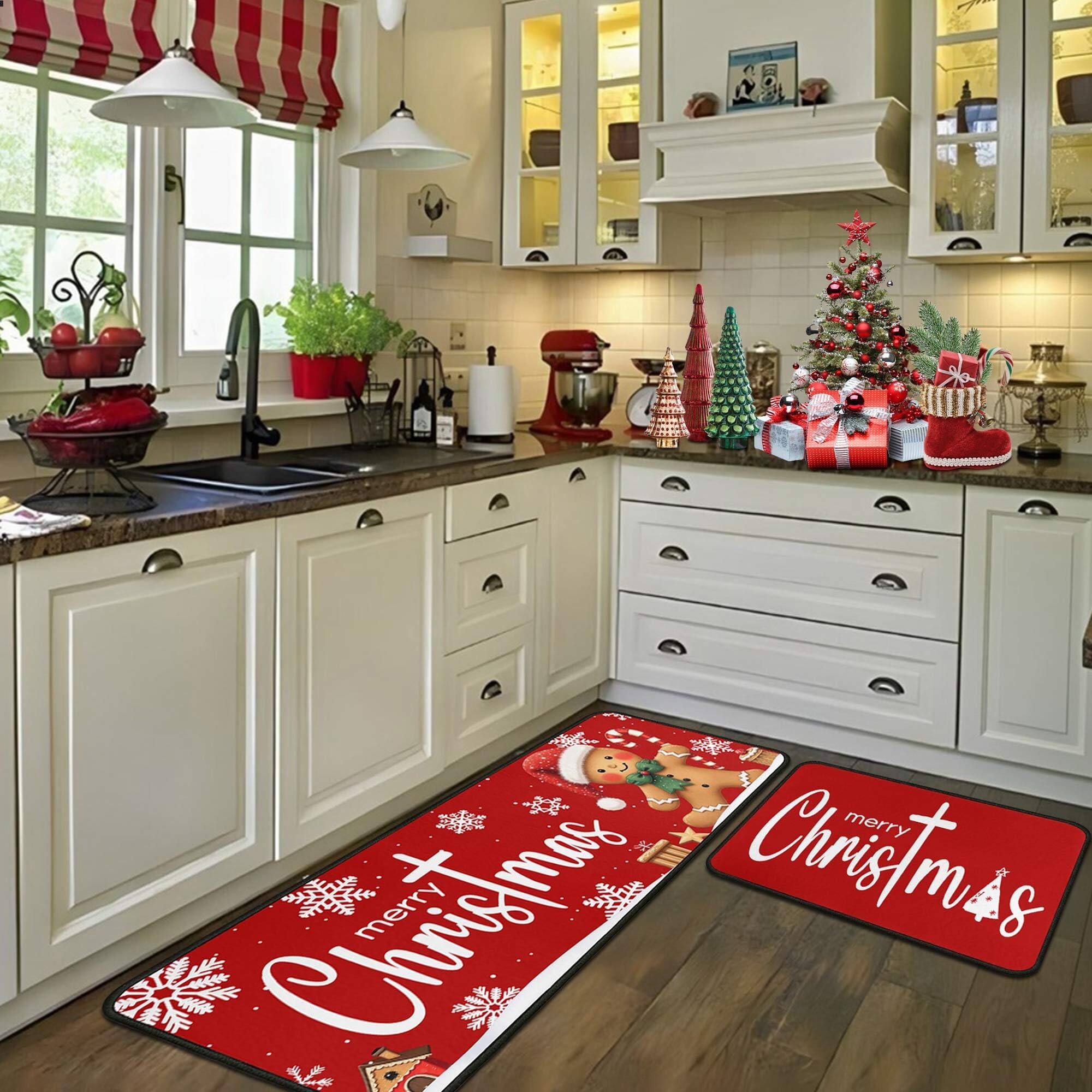 Paradigms Interiors Gingerbread Candy Merry Christmas Kitchen Mats Set ...