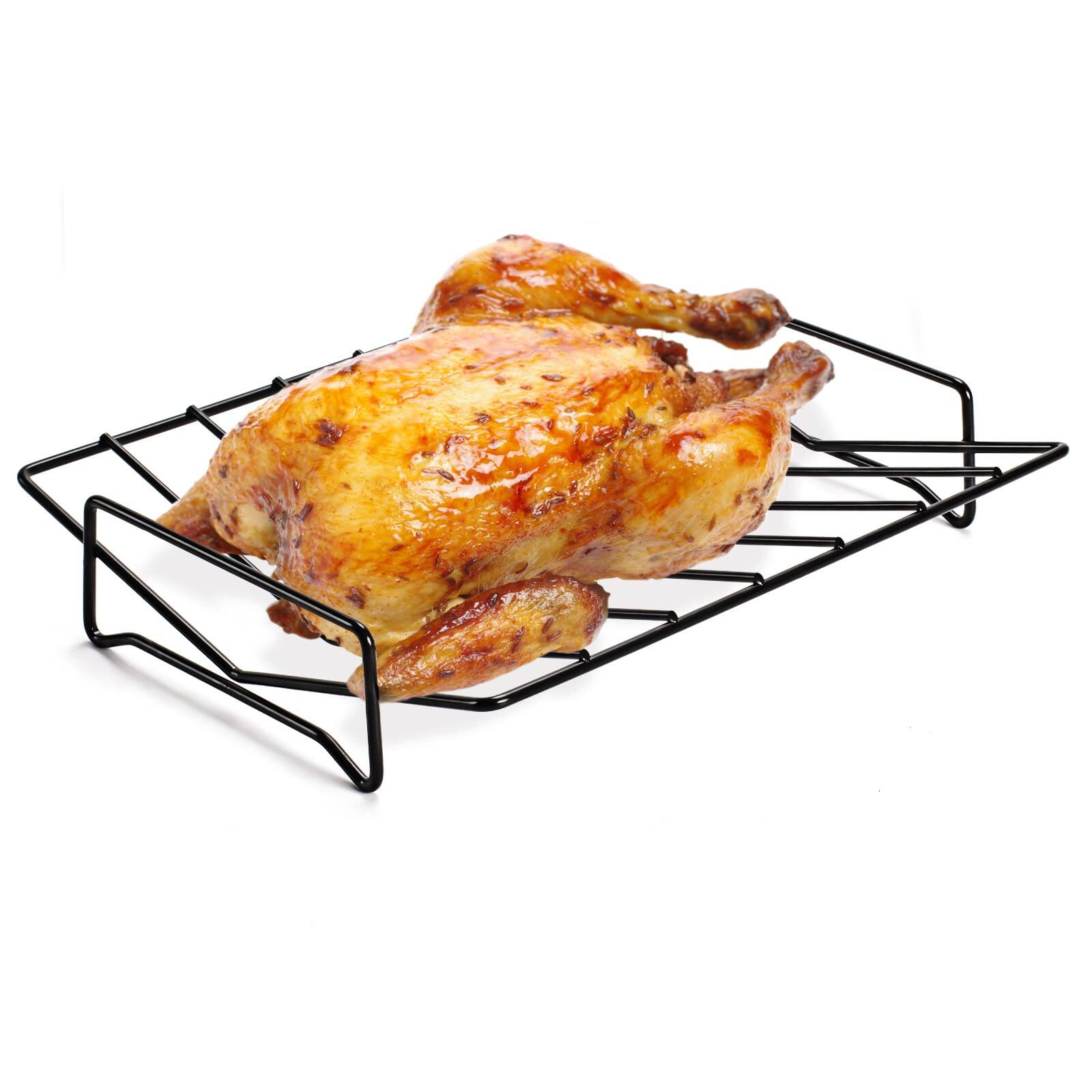 PARKER SLATER Roasting Rack For Pan Baking Cooking And Grilling V Shape Non stick Wire Black ...