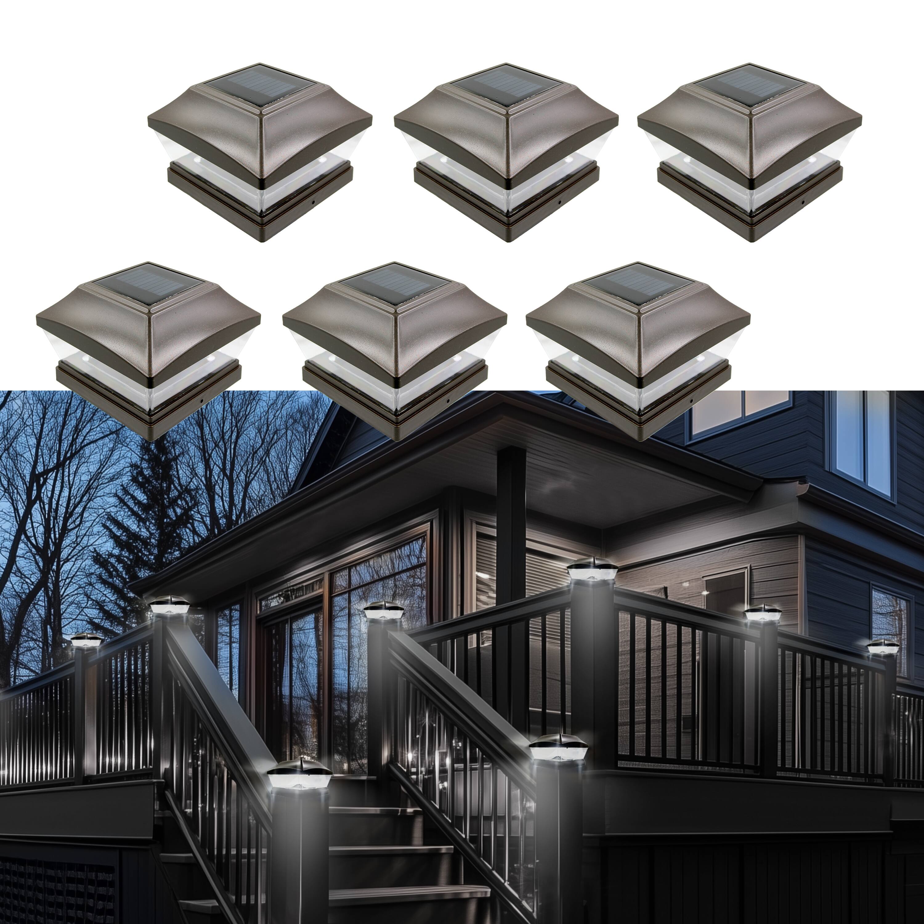 FC Design Ultra Bright Copper Solar Post Light Two 28 Lumen SMD LED Fit 5x5 Inch Wood Deck Post ...