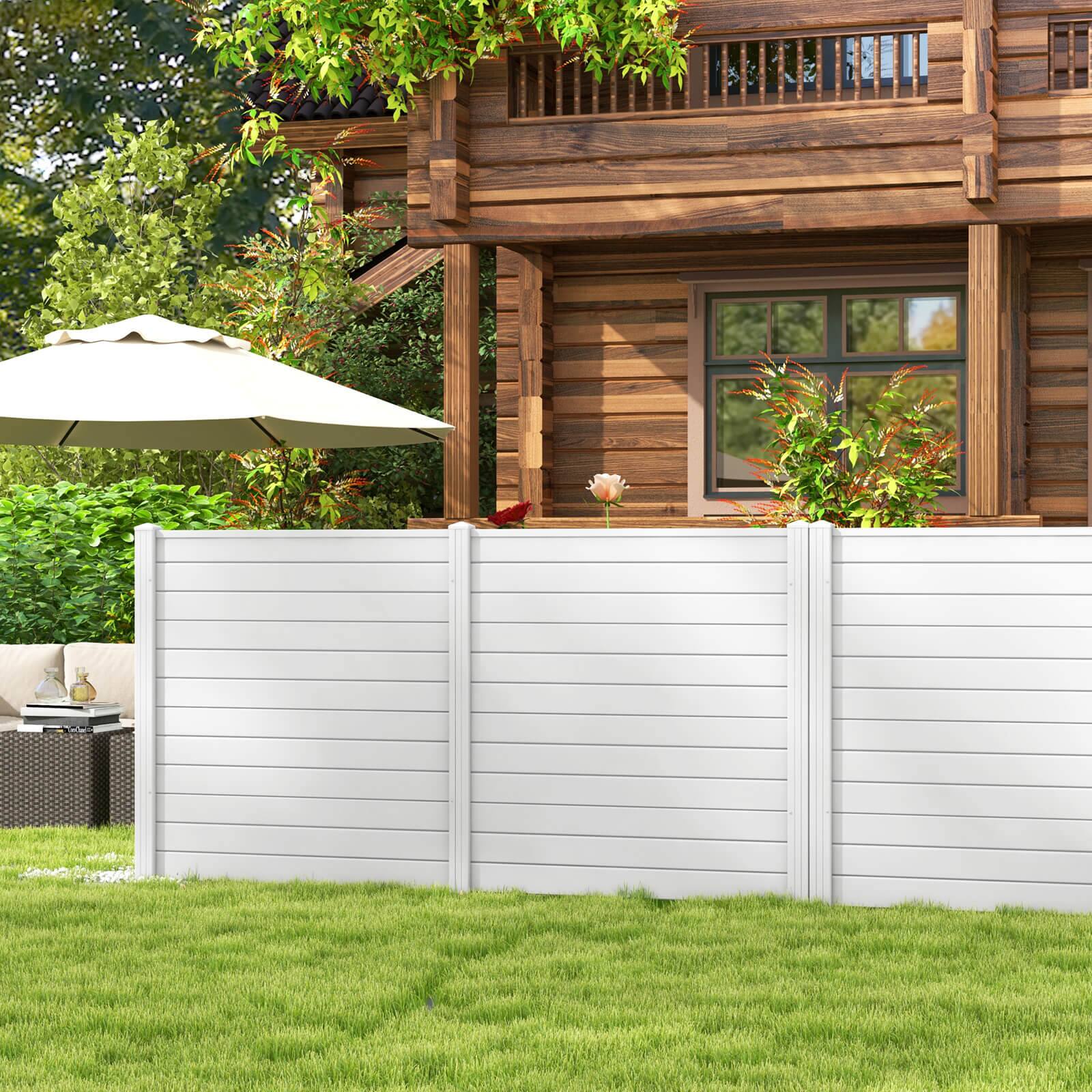 Costway Outdoor 48"L x 48"H PVC Privacy Fence Panels with Metal Ground ...
