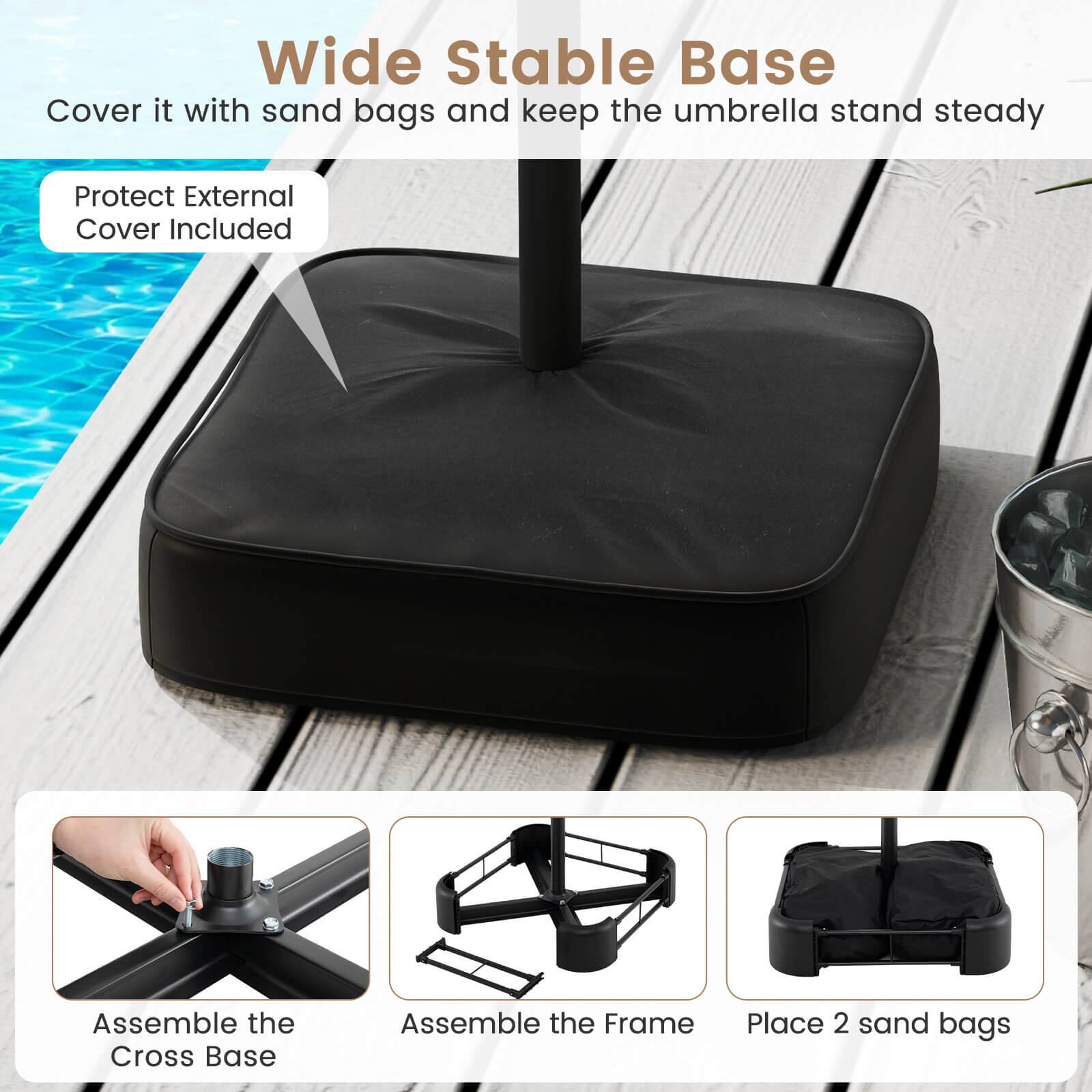 Costway 15FT Double Sided Twin Patio Umbrella Sun Shade Outdoor Crank ...