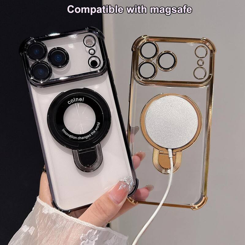 RISOKEYS Compatible with iPhone17 Case for Metal Ring Kickstand, Four ...